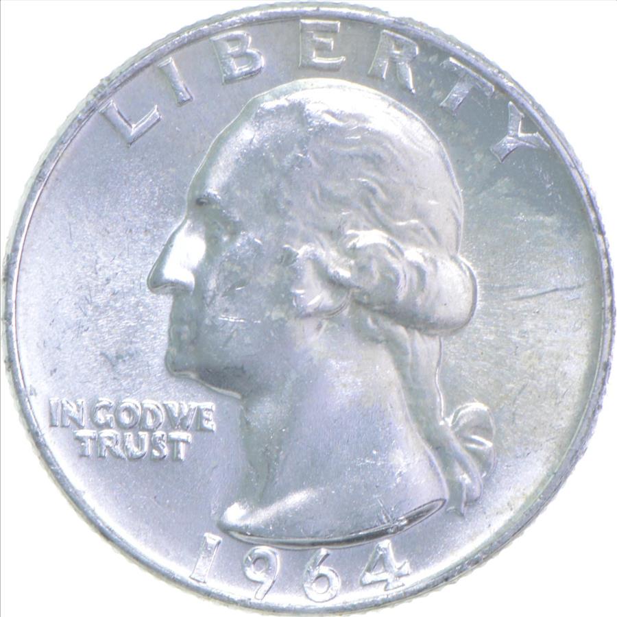 MINT Error - Die Cracks 1964 BU Washington Silver Quarter | Property Room