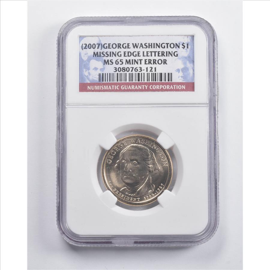 MS65 Mint Error (2007) George Washington Presidential Dollar Missing ...