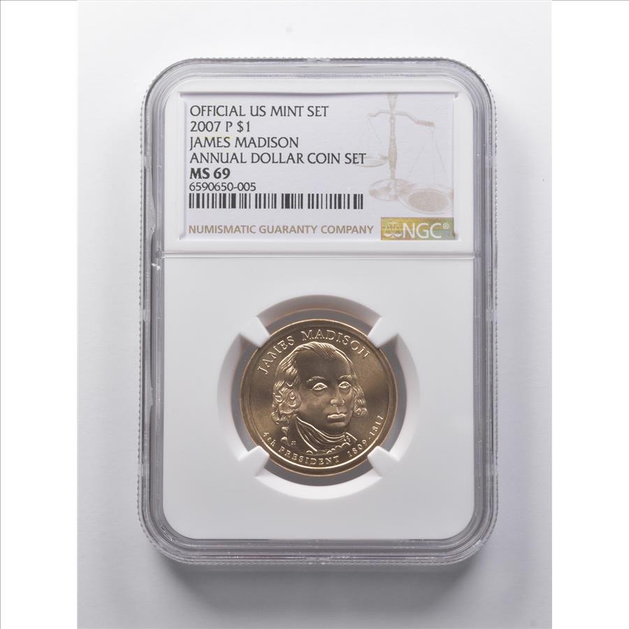 MS69 2007-P James Madison Presidential Dollar Annual Dollar Coin Set ...