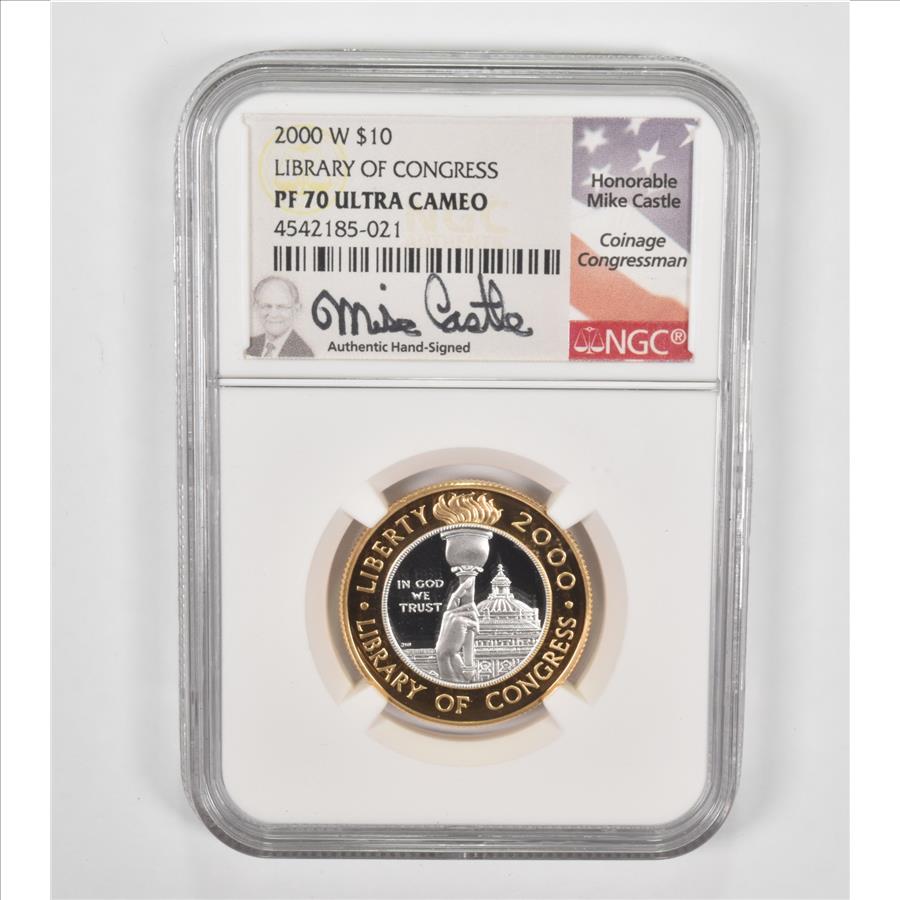 PF70 UCAM 2000-W $10 Library Of Congress Commemorative Bimetallic Coin ...