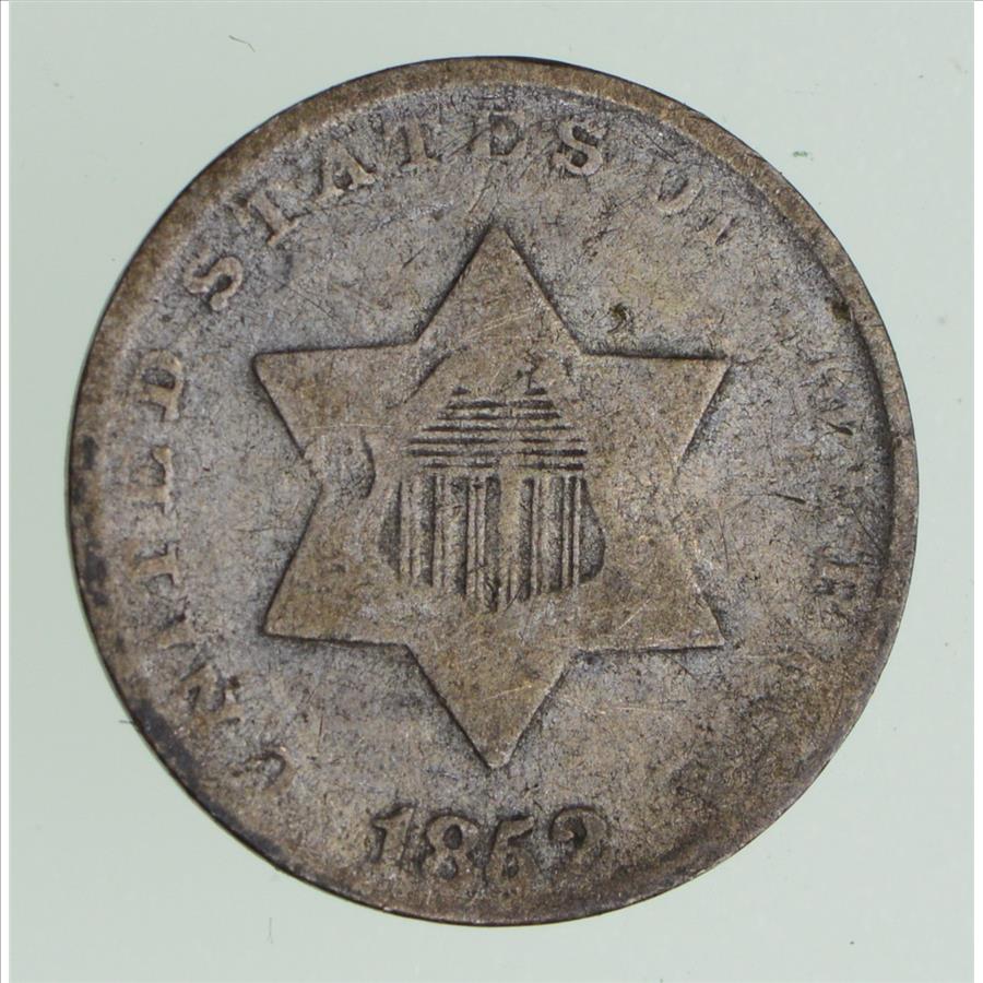 RARE Silver Trime - 1852 Three Cent Silver - 3 Cent Early US Coin ...