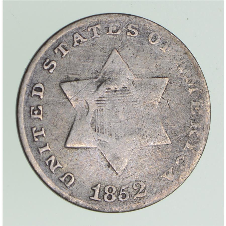 RARE Silver Trime - 1852 Three Cent Silver - 3 Cent Early US Coin ...