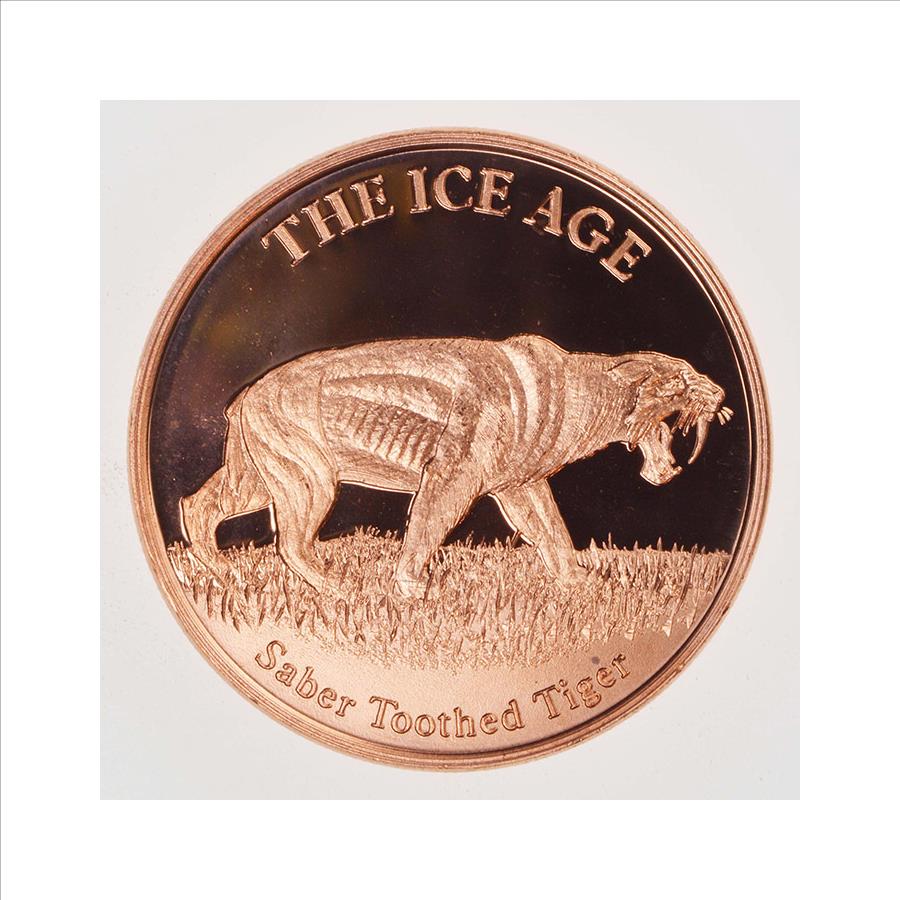 Saber Tooth Tiger - Ice Age Series - 1 Oz .999 Fine Copper Round ...