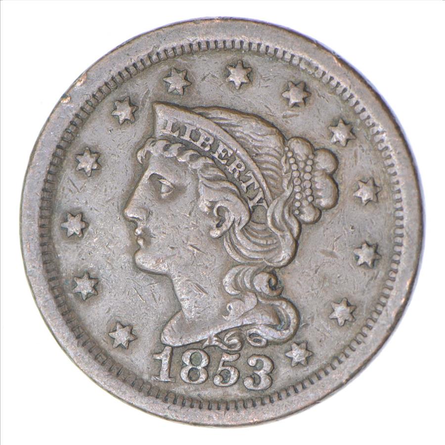 Sharp 1853 - Braided Hair Large Cent - HIGH GRADE | Property Room