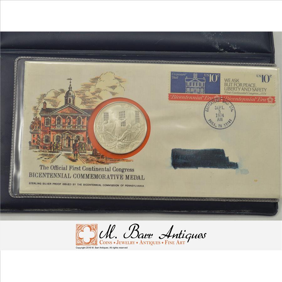SILVER Coin Set Continental Congress Bicentennial Medal & Cachet ...