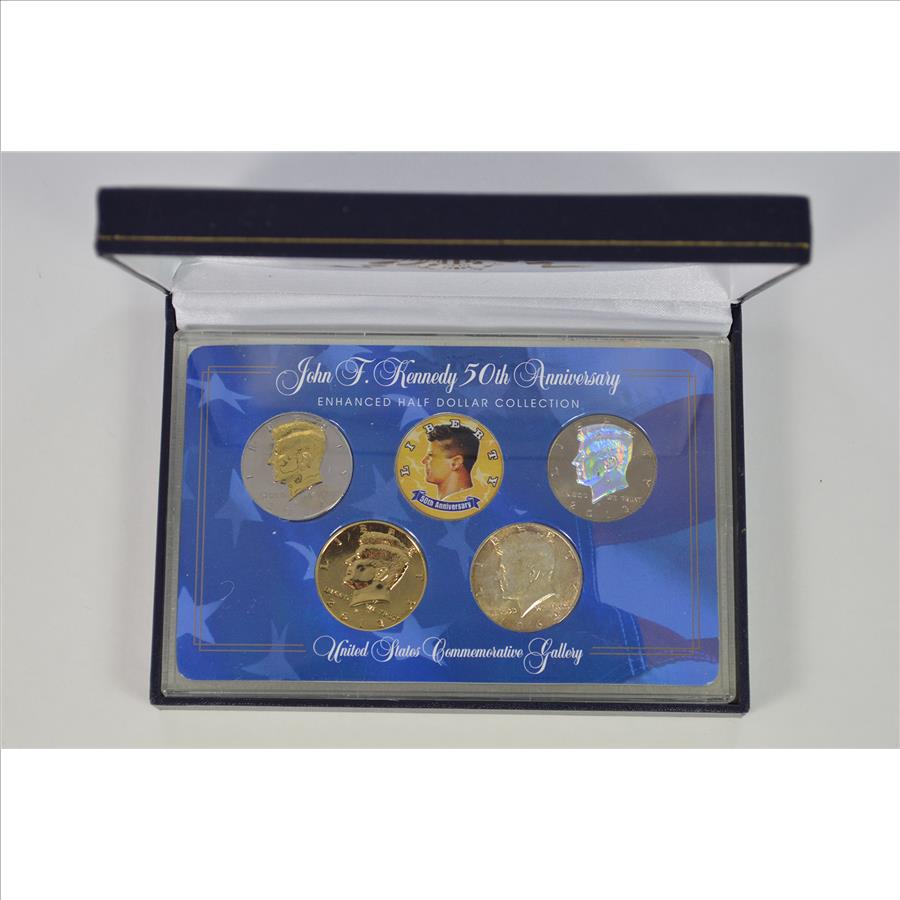 SILVER Coin Set John F. Kennedy 50th Anniversary Enhanced Half Dollar ...