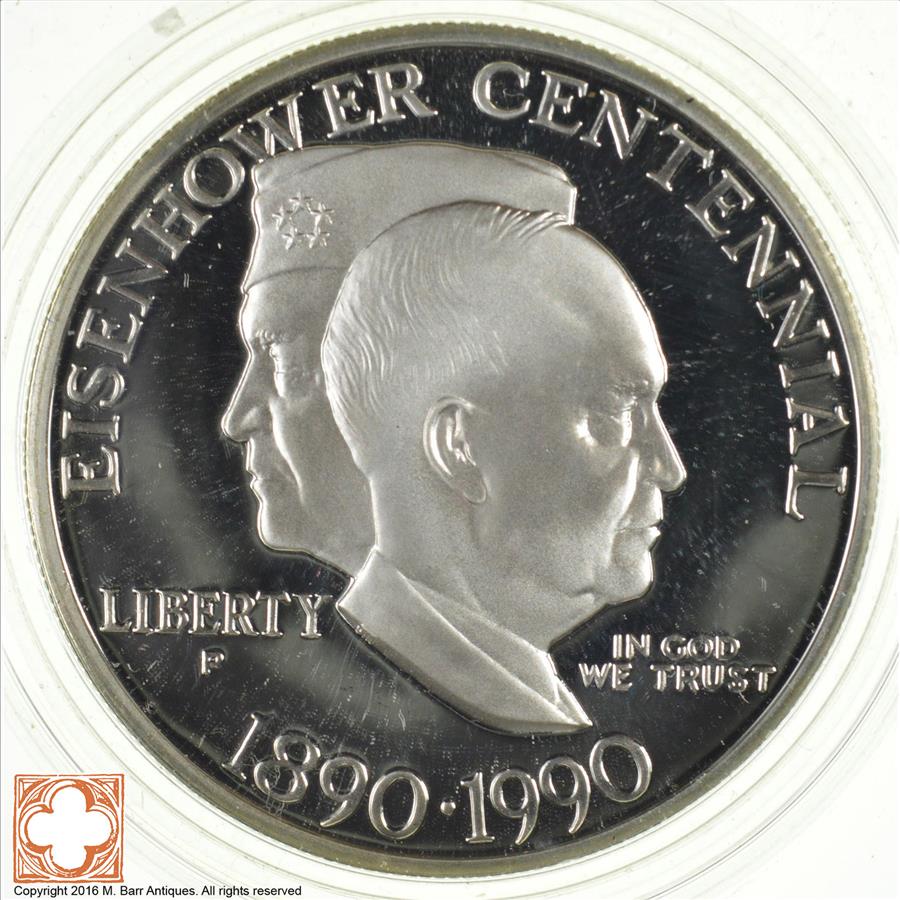 SILVER Proof 1990-P Eisenhower Centennial Commemorative US Silver Dollar - 90% Silver ...