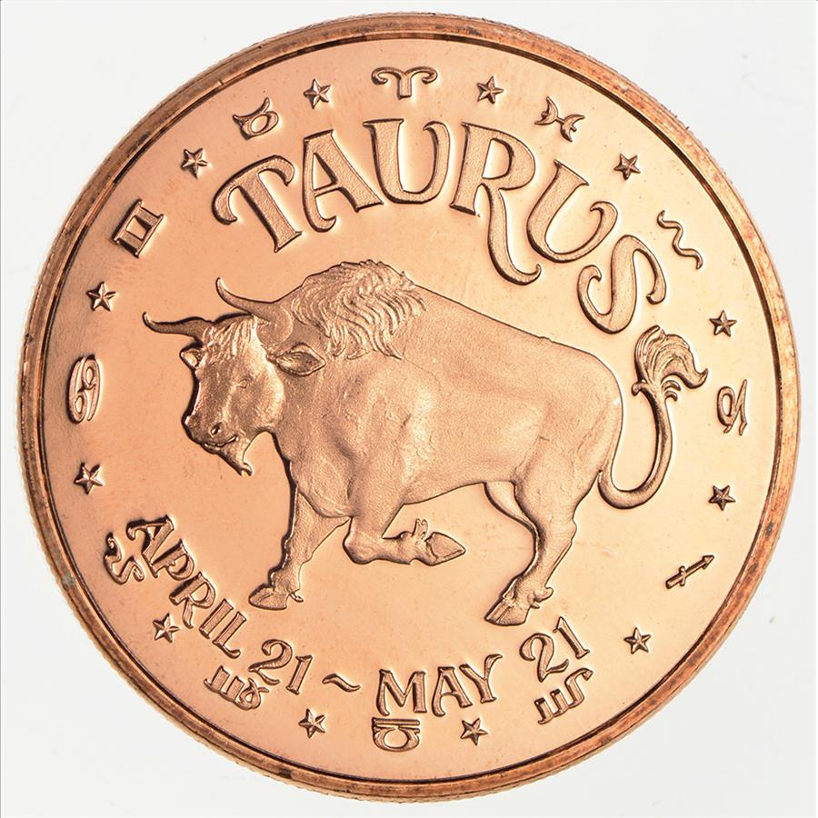 Zodiac - Taurus - One Oz .999 Fine Copper Round - Limited Edition ...