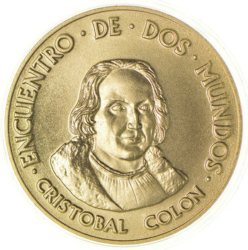 1492-1992 Spain's 500 Years Columbus Gold Plated Copper Medal ...