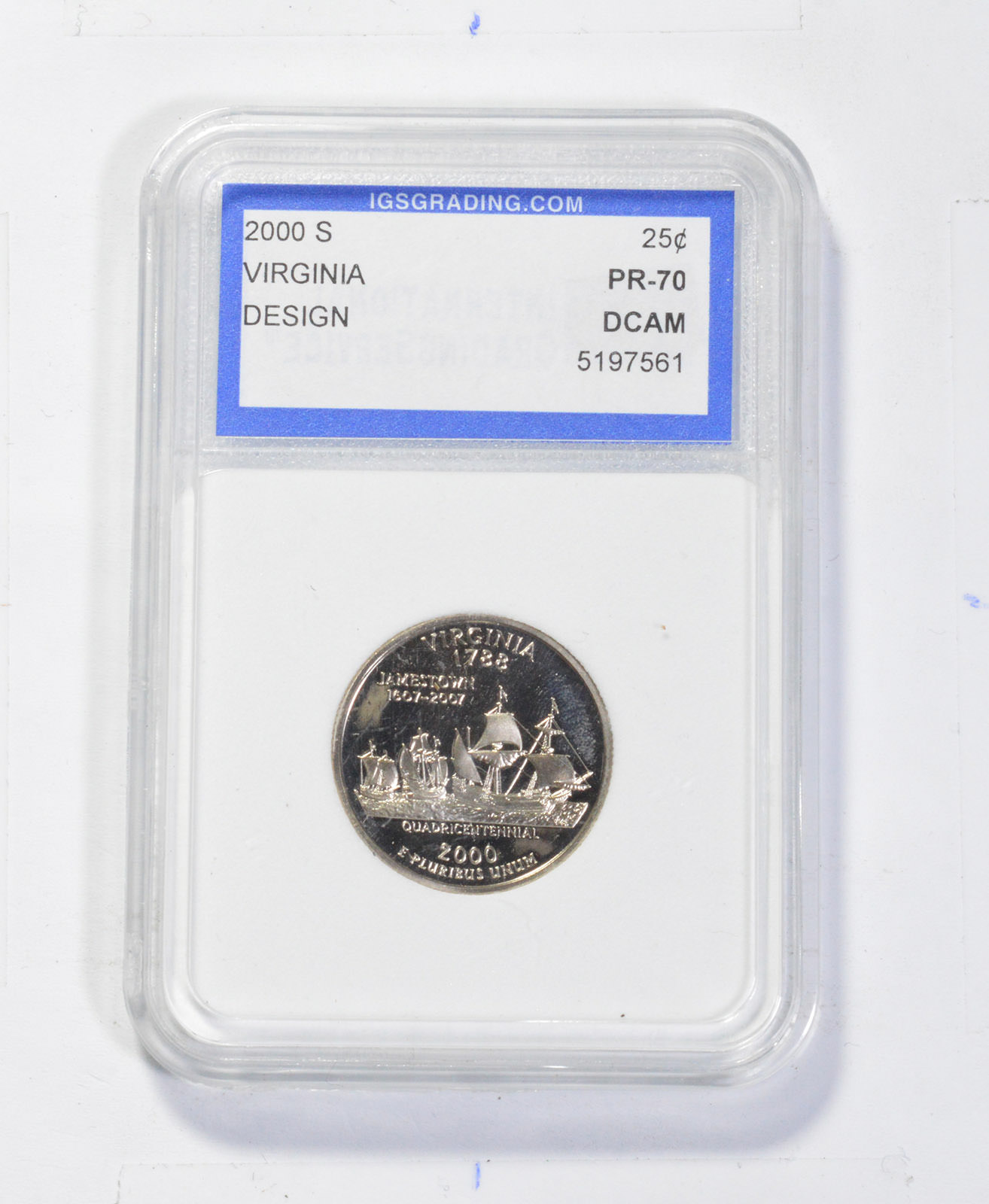 PR70 DCAM 2000-S Virginia State Quarter - Graded IGS - Fancy Display ...