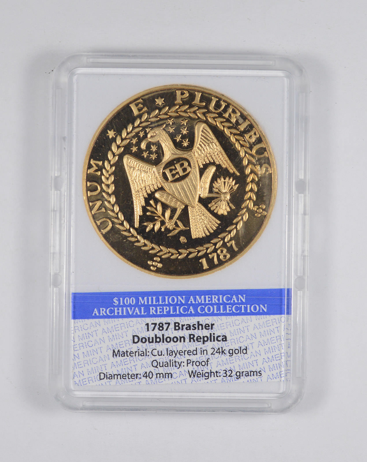 Proof 1787 Brasher Doubloon REPLICA - Slabbed | Property Room
