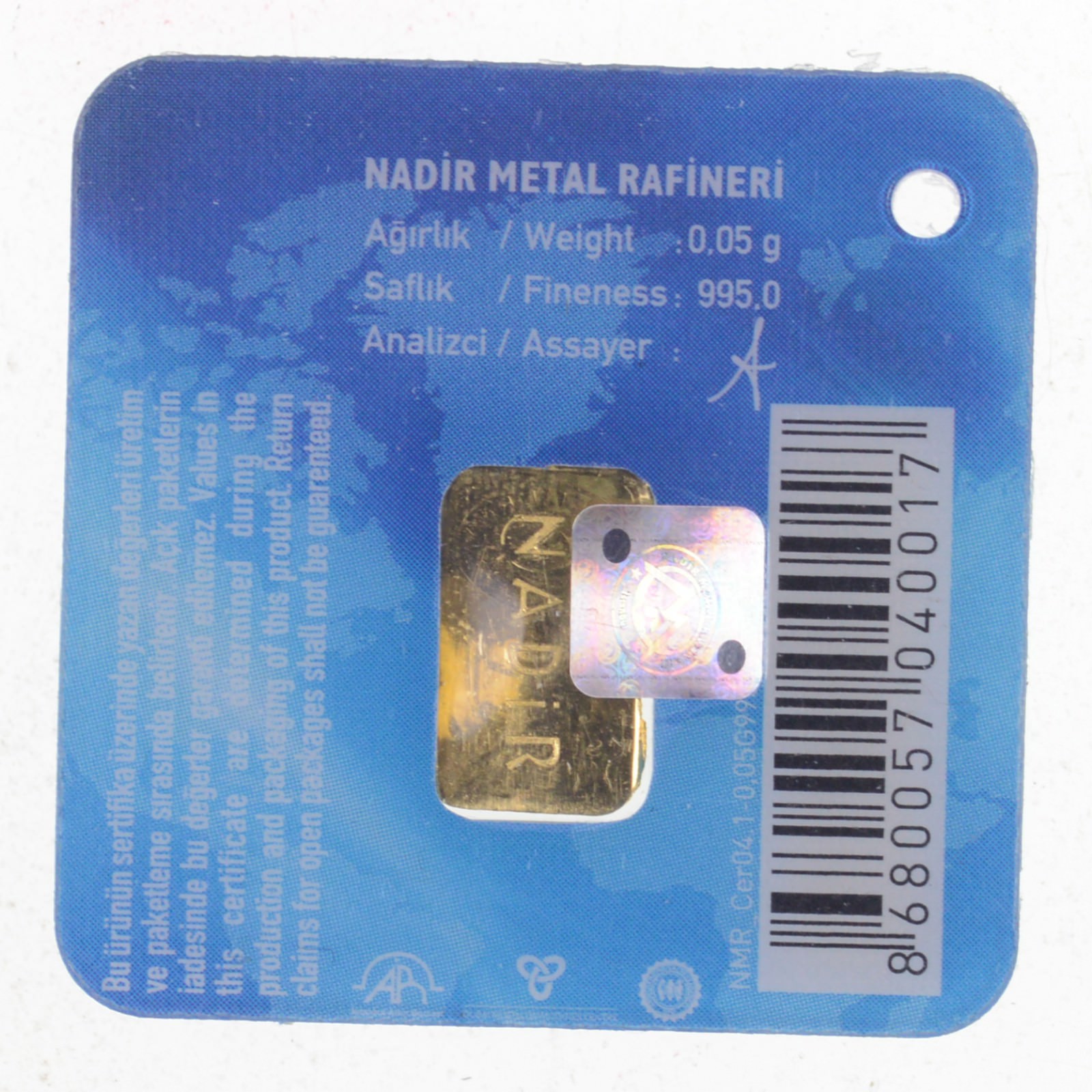 0.05 Gram 995 Nadir Gold Bar - Istanbul | Property Room