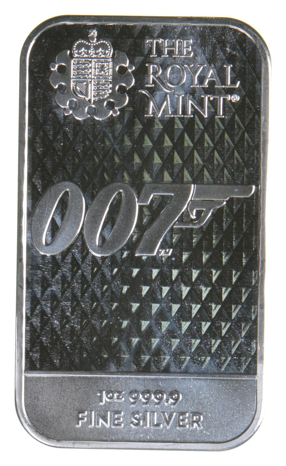 1 OZ 9999 SILVER BAR JAMES BOND 007 DIAMONDS ARE FOREVER THE ROYAL MINT ...