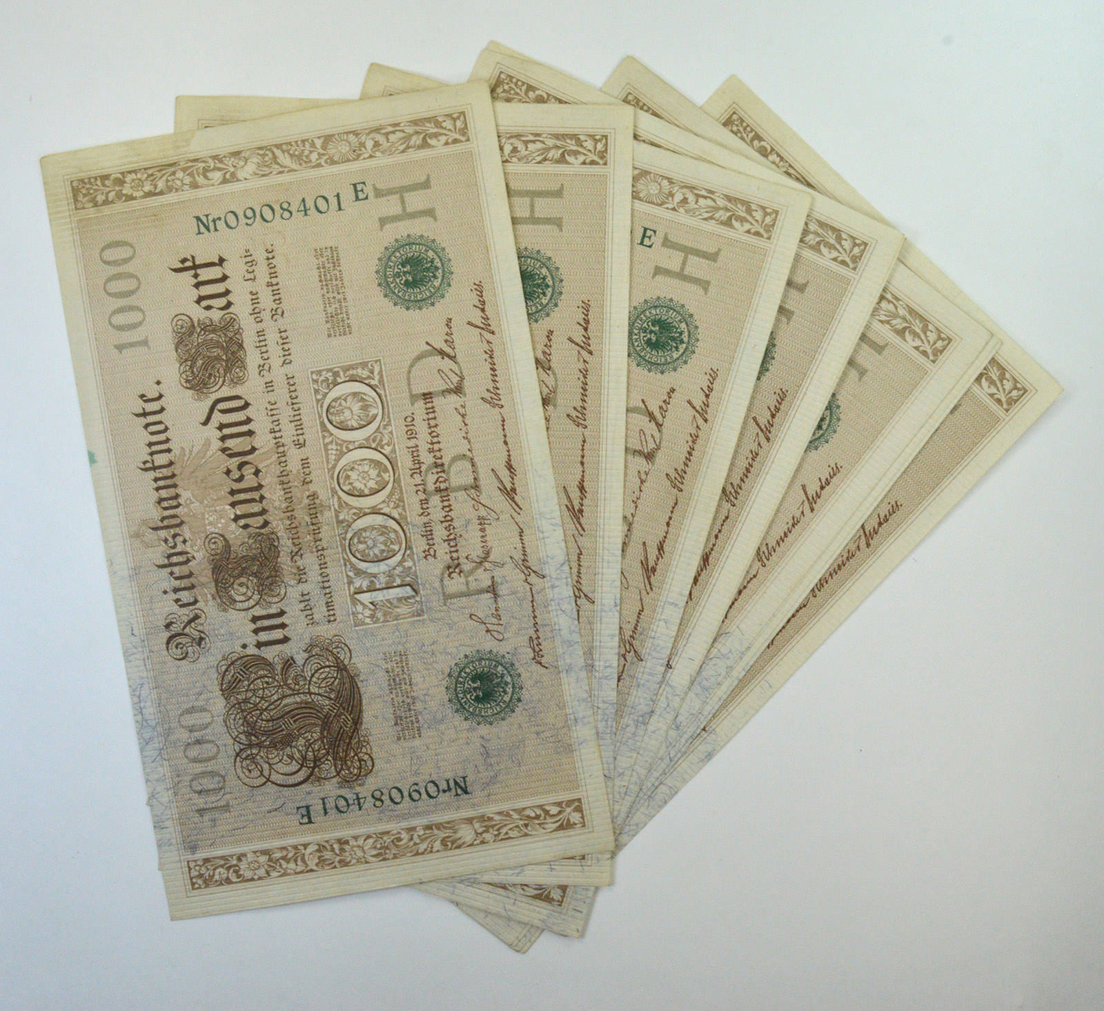 10 Consecutive 1910 1918-22 Germany 1,000 Marks Reichsbanknote #45b ...