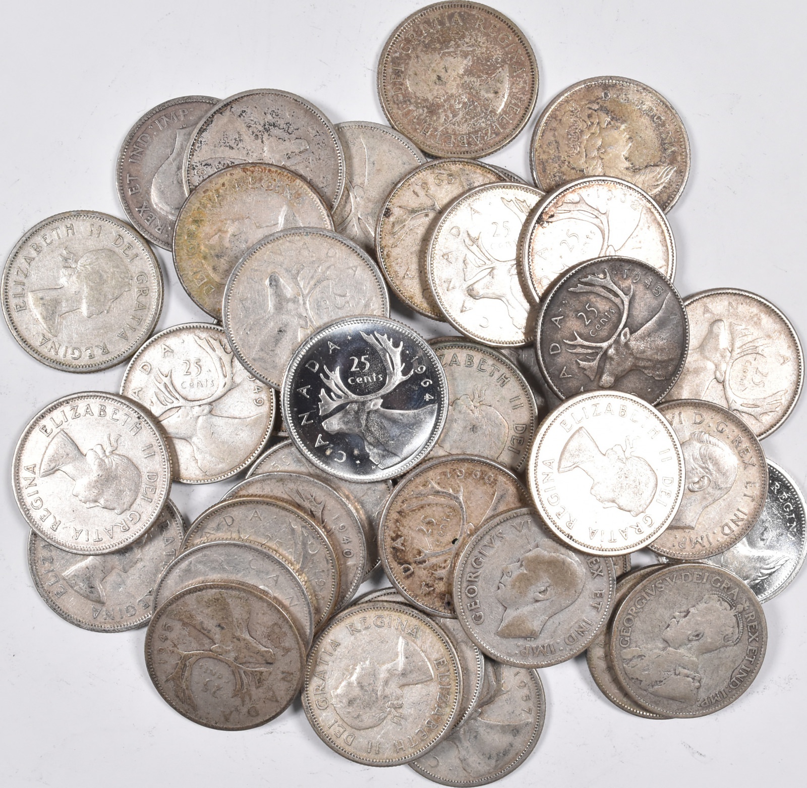 $10 Face 80% SIlver Canadian Canada Quarters 40 Pcs Roll Bullion Lot ...