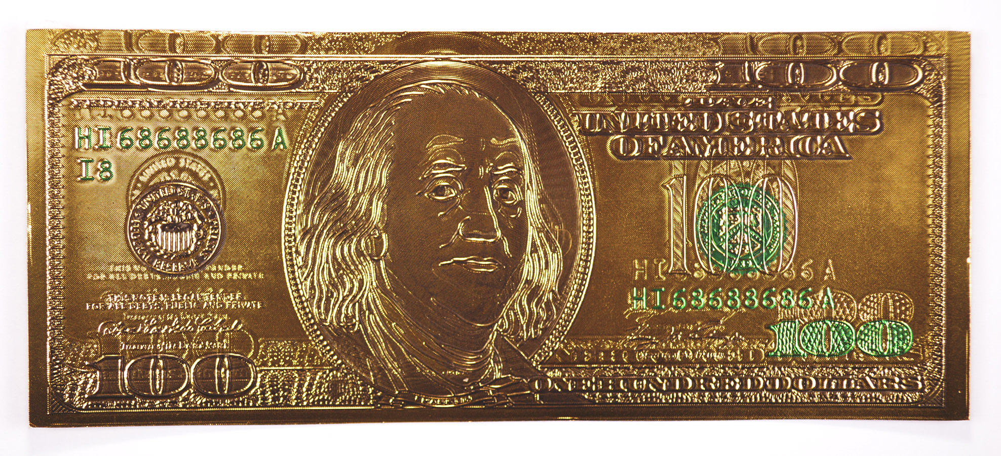 $100 Benjamin Franklin 24k Gold Foil Note - Funny Money | Property Room