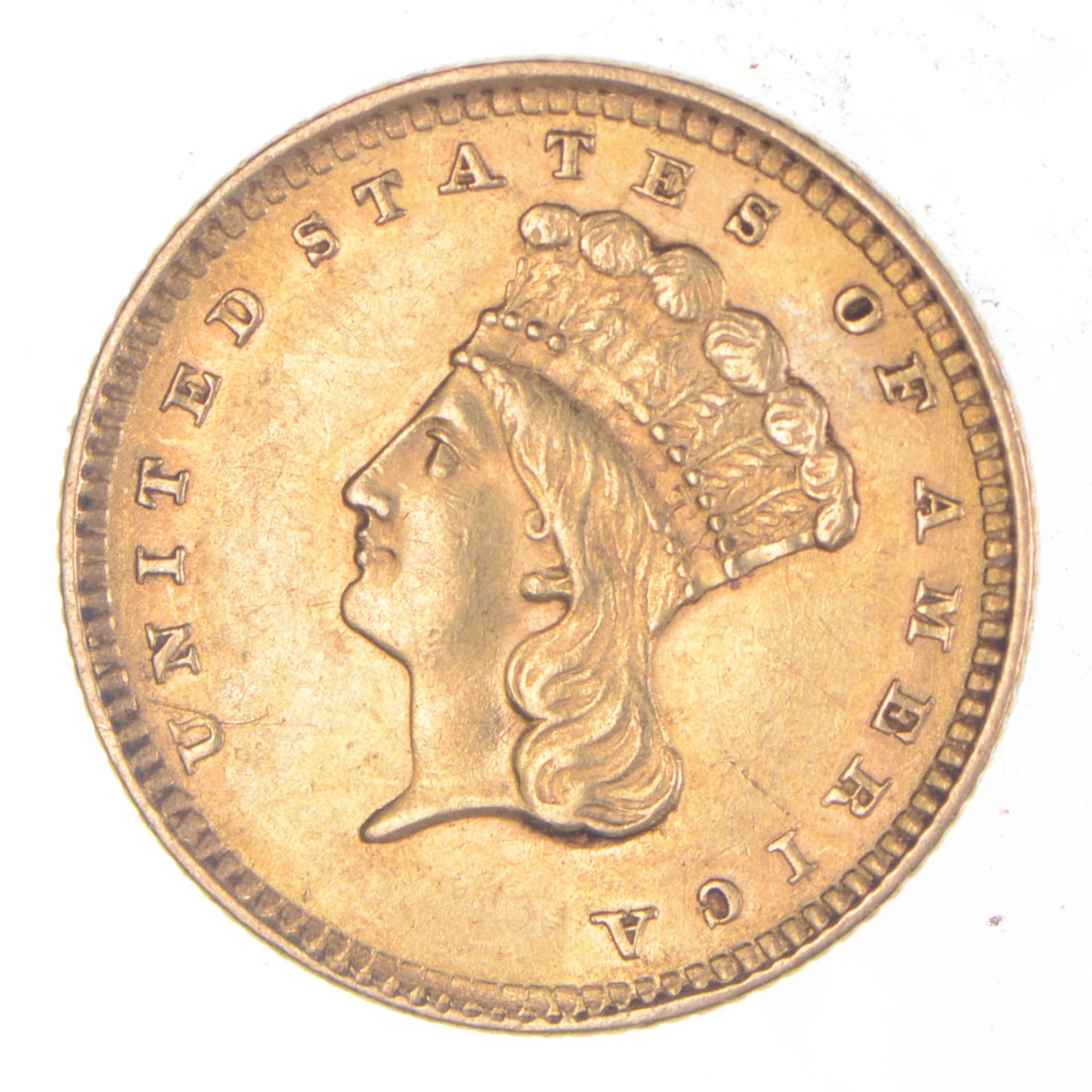  1 00 United States Gold Coin 1857 Liberty Head Historic Property