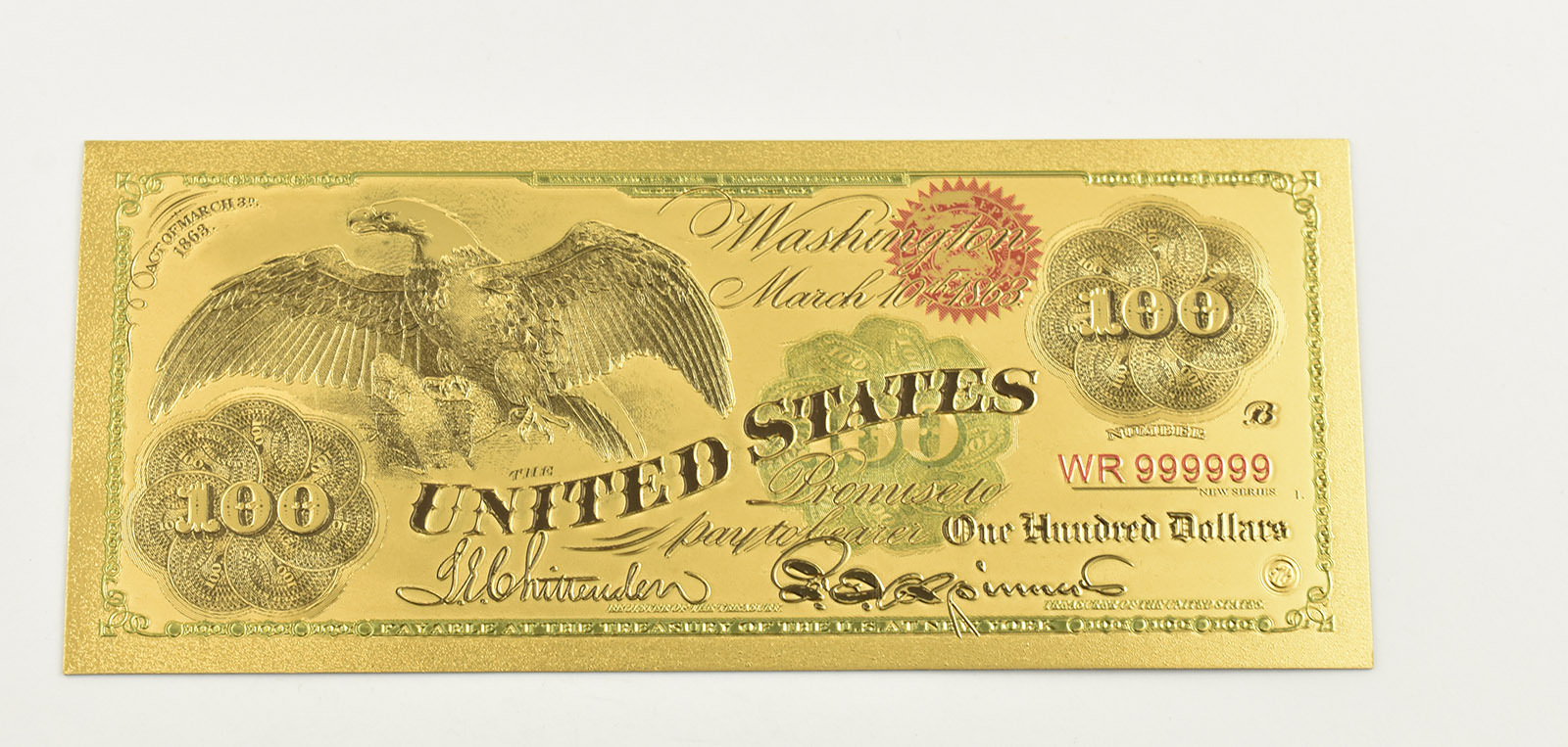 $100 Washington Legal Tender - 24K Gold Bank Note - Rare | Property Room