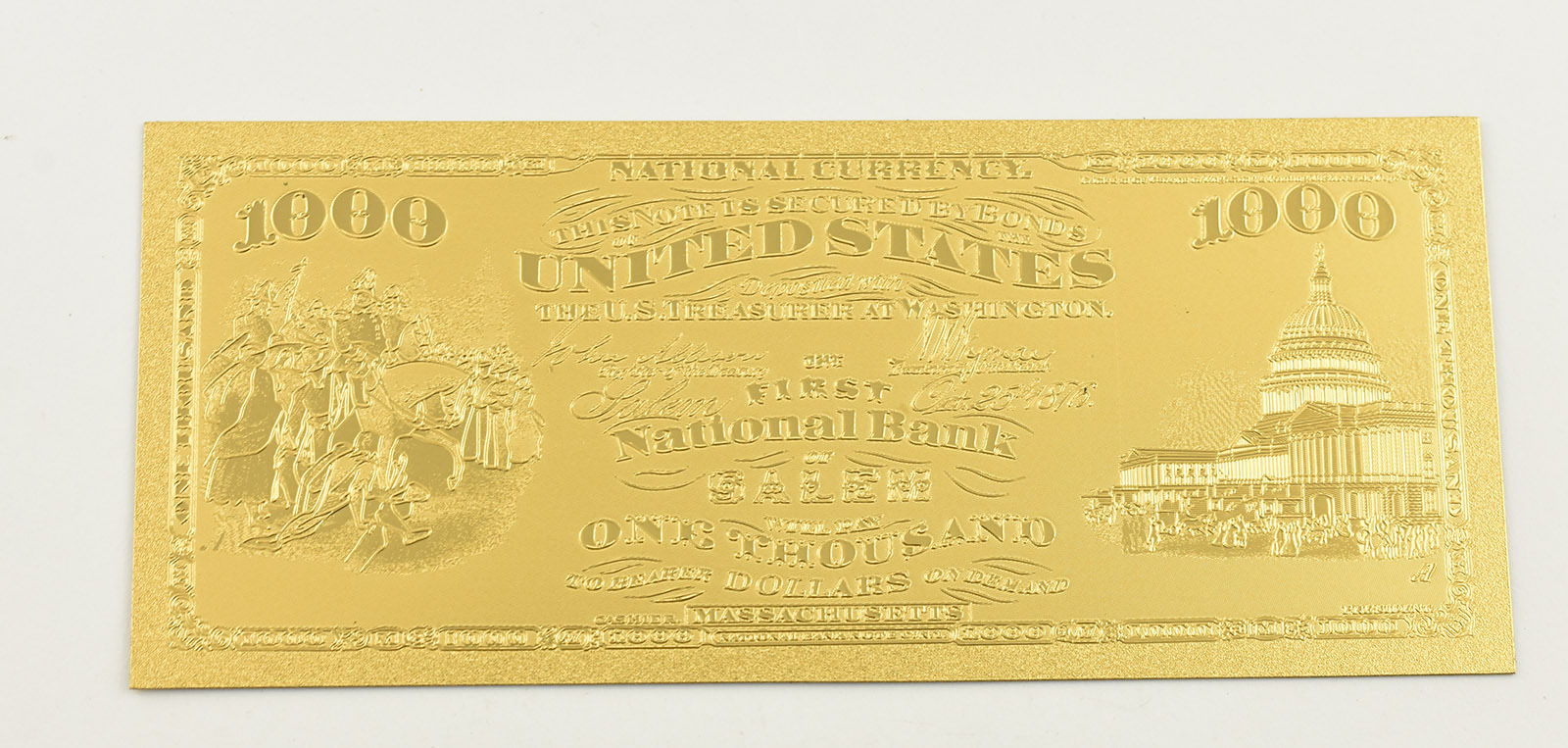 $1000 Massachusetts Legal Tender - 24K Gold Bank Note - Rare | Property ...