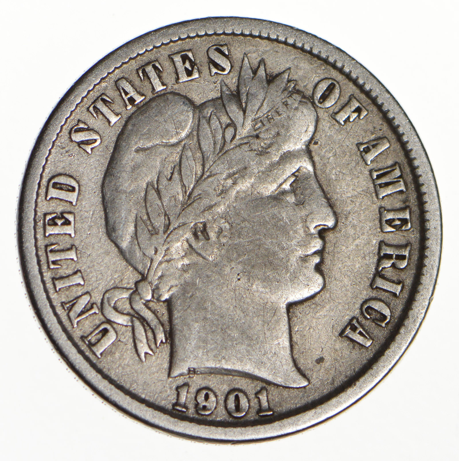 10c - Choice - 1901 - Barber Dime - Look at the Detail! | Property Room