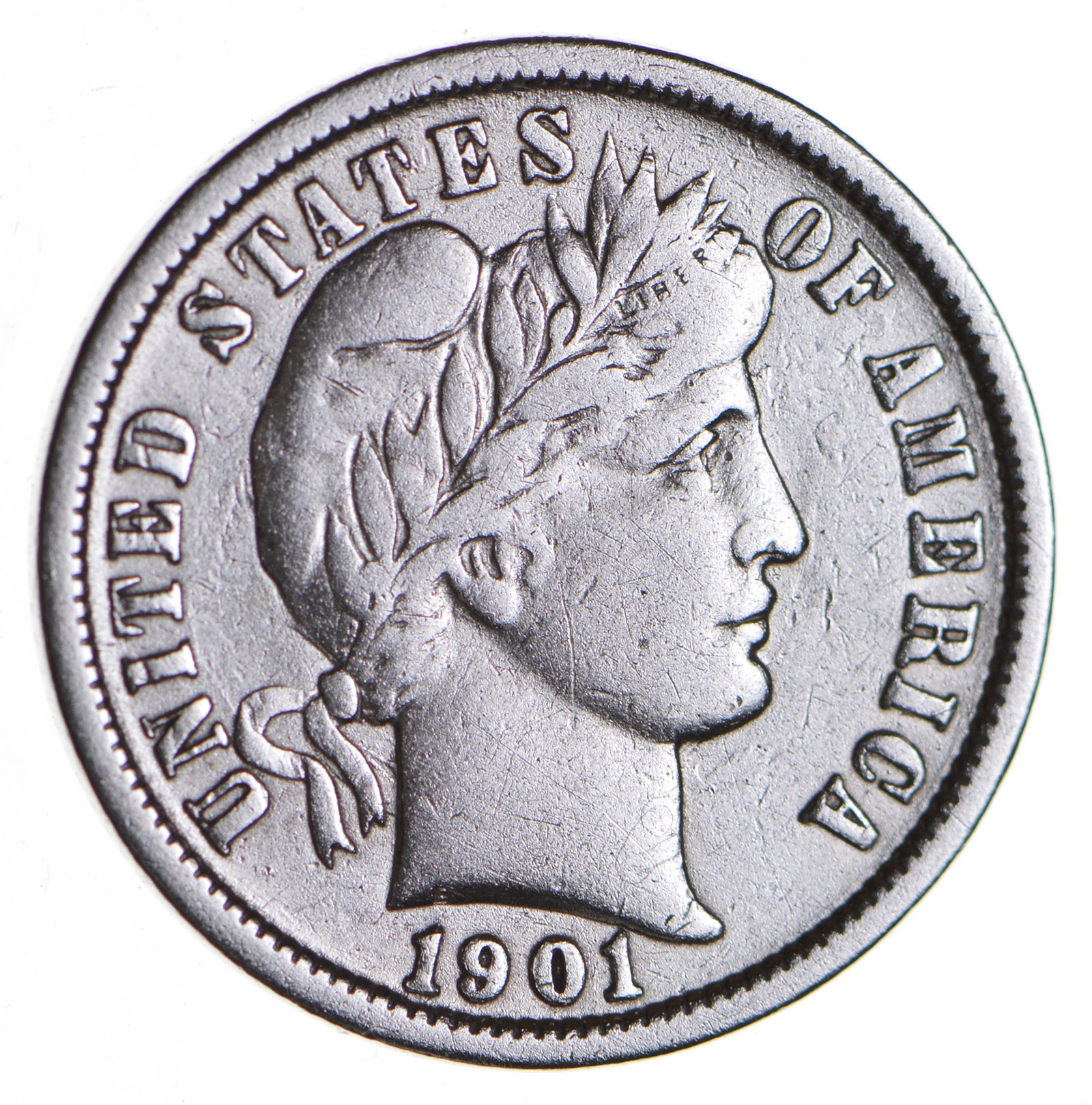 10c - Choice - 1901-O - Barber Dime - Look at the Detail! | Property Room