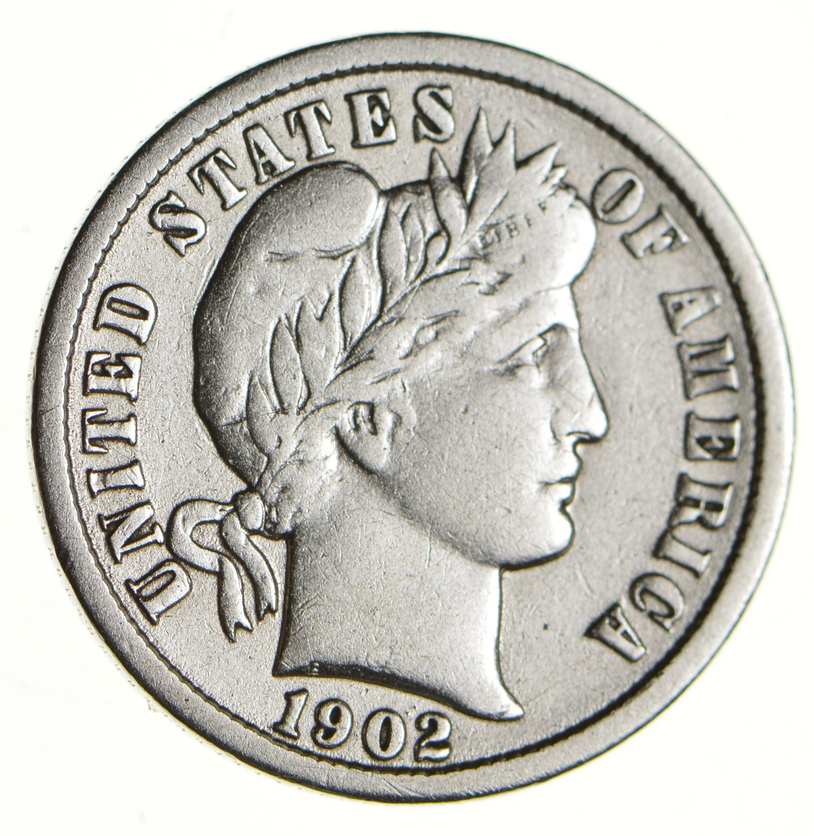 10c - Choice 1902 Barber Dime - Look at the Detail! | Property Room