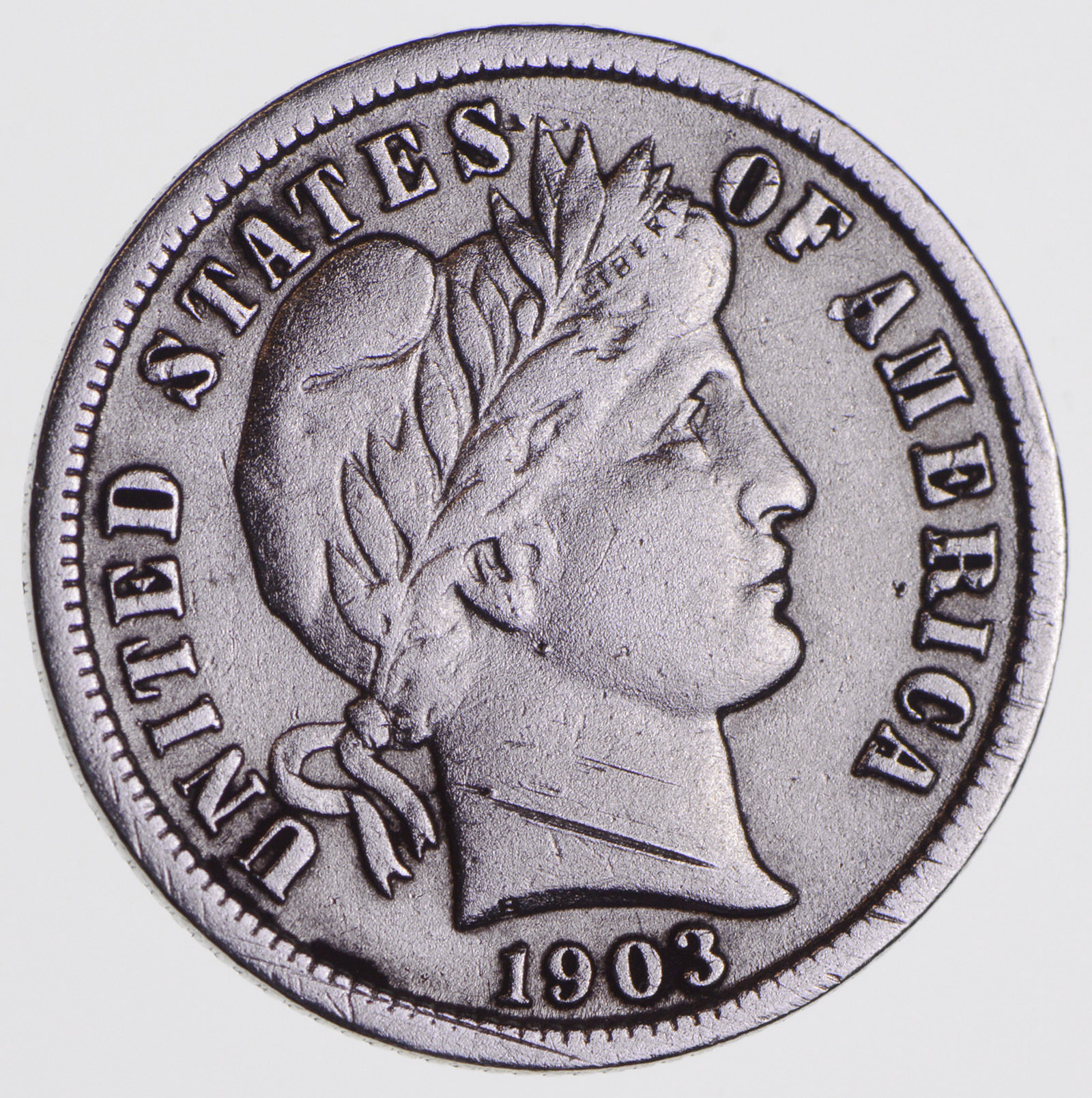 10c - Choice - 1903 - Barber Dime - Look at the Detail! | Property Room