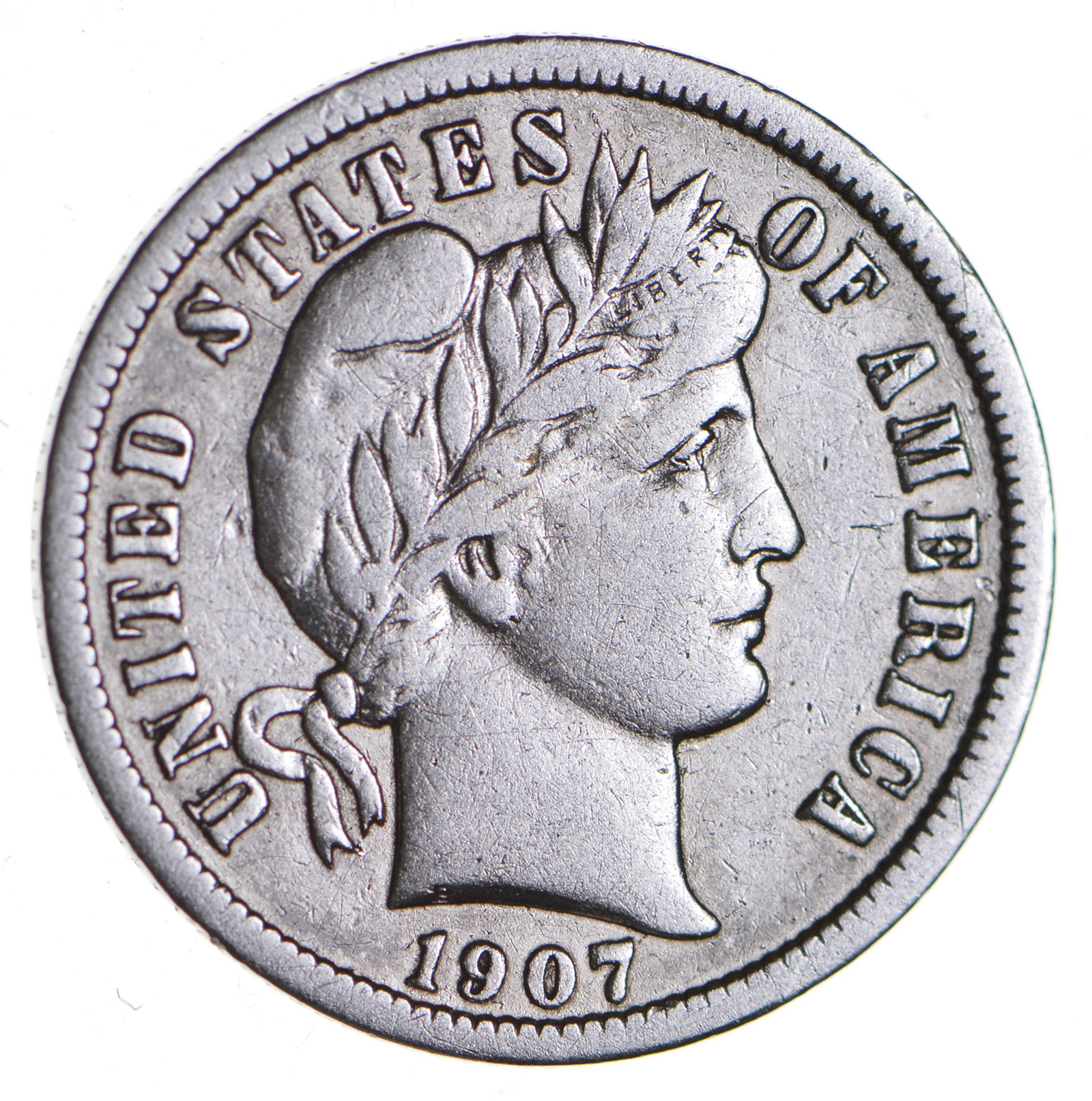 10c - Choice - 1907 - Barber Dime - Look at the Detail! | Property Room