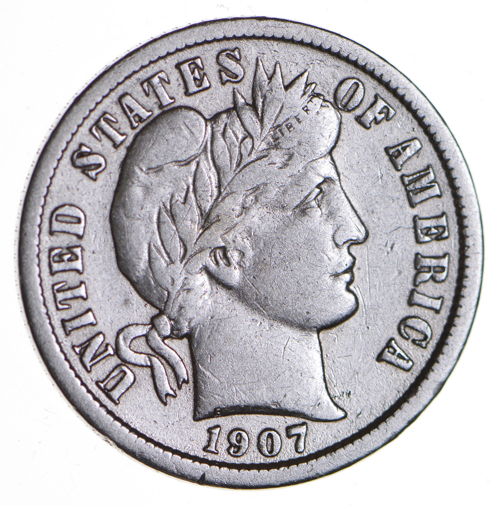 10c - Choice - 1907 - Barber Dime - Look at the Detail! | Property Room