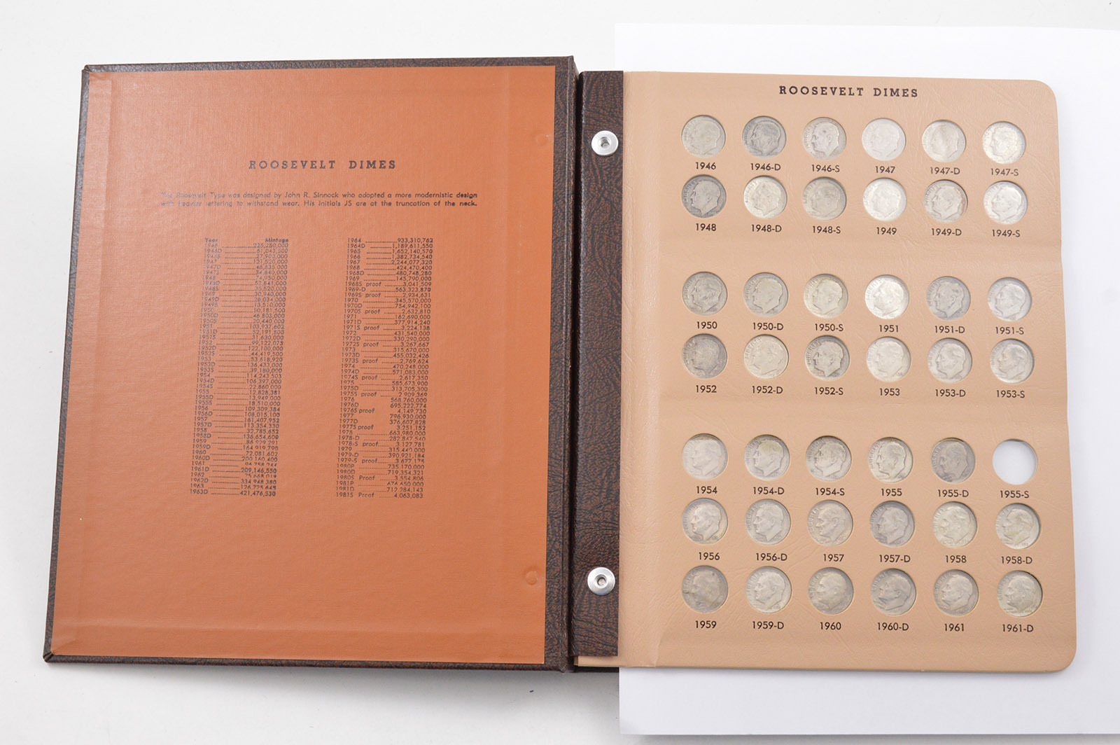 116 Coins 1946-2001 Roosevelt Dime Collection Album Set With Silver ...