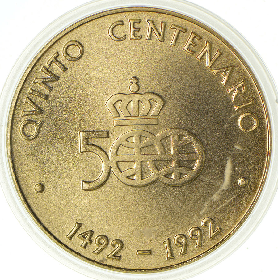 1492-1992 Spain's 500 Years Columbus Gold Plated Copper Medal - Santa ...