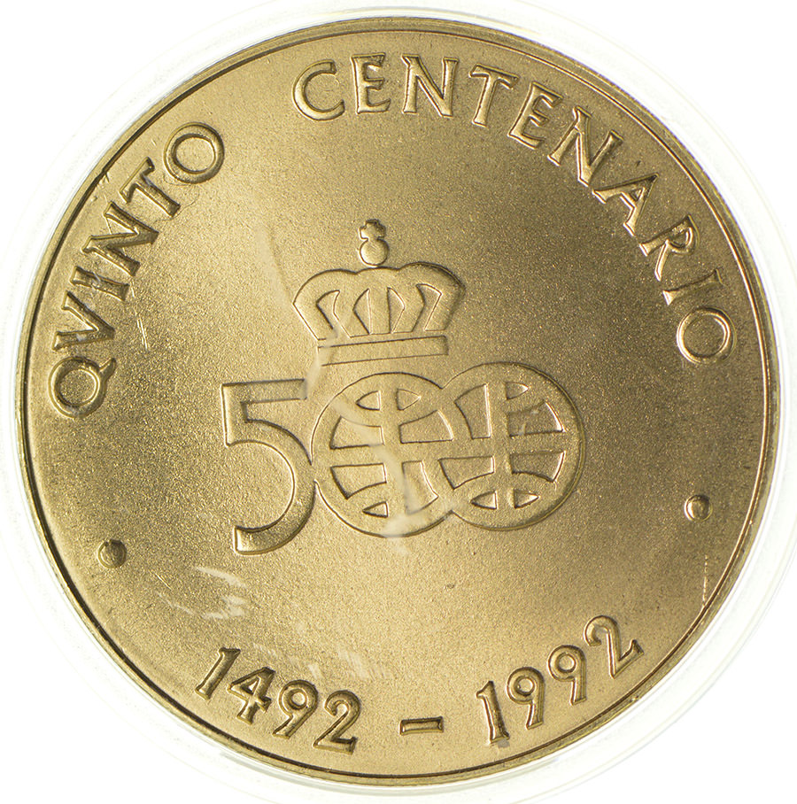 1492-1992 Spain's 500 Years Columbus Gold Plated Copper Medal - Santa ...