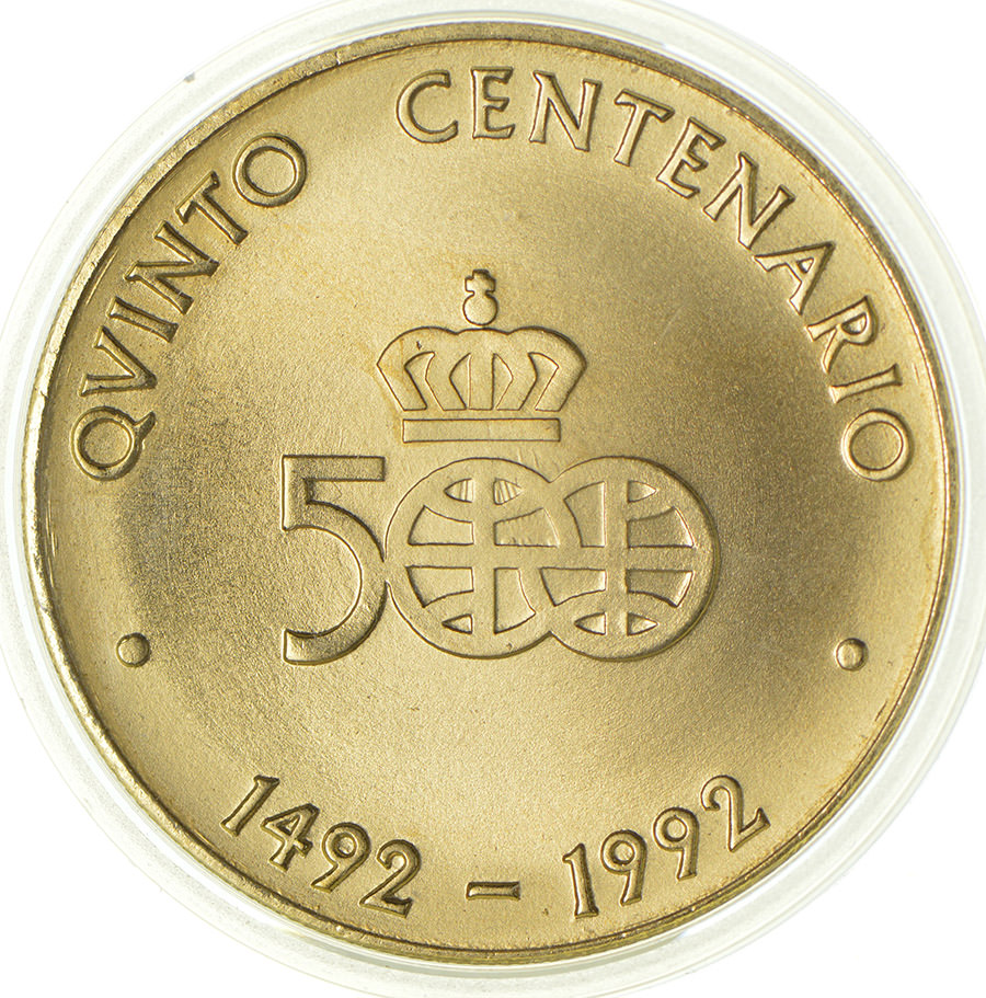 1492-1992 Spain's 500 Years Columbus Gold Plated Copper Medal - Santa ...