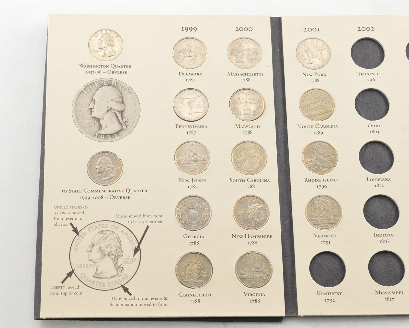 16 Coins Statehood 1999-2008 Washington Quarter Collection Set ...