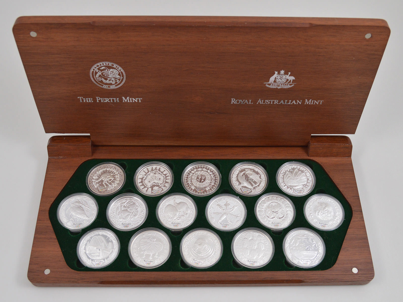 16 Coins Sydney 2000 Olympic Silver Coin Collection w/ COA & Box ...