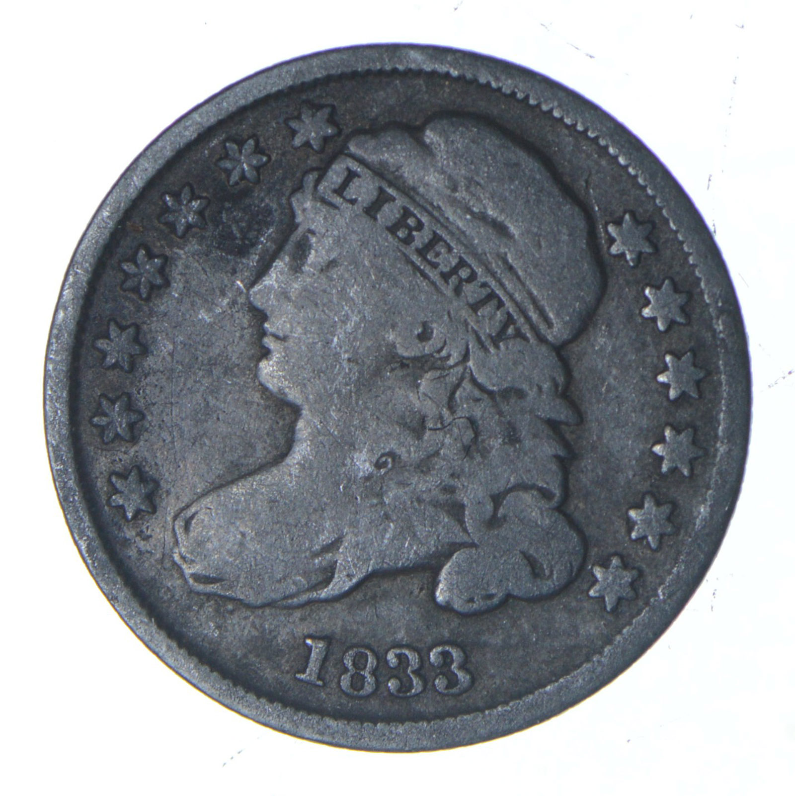 1833 Capped Bust Dime - Cud Error JR4 - Circulated | Property Room