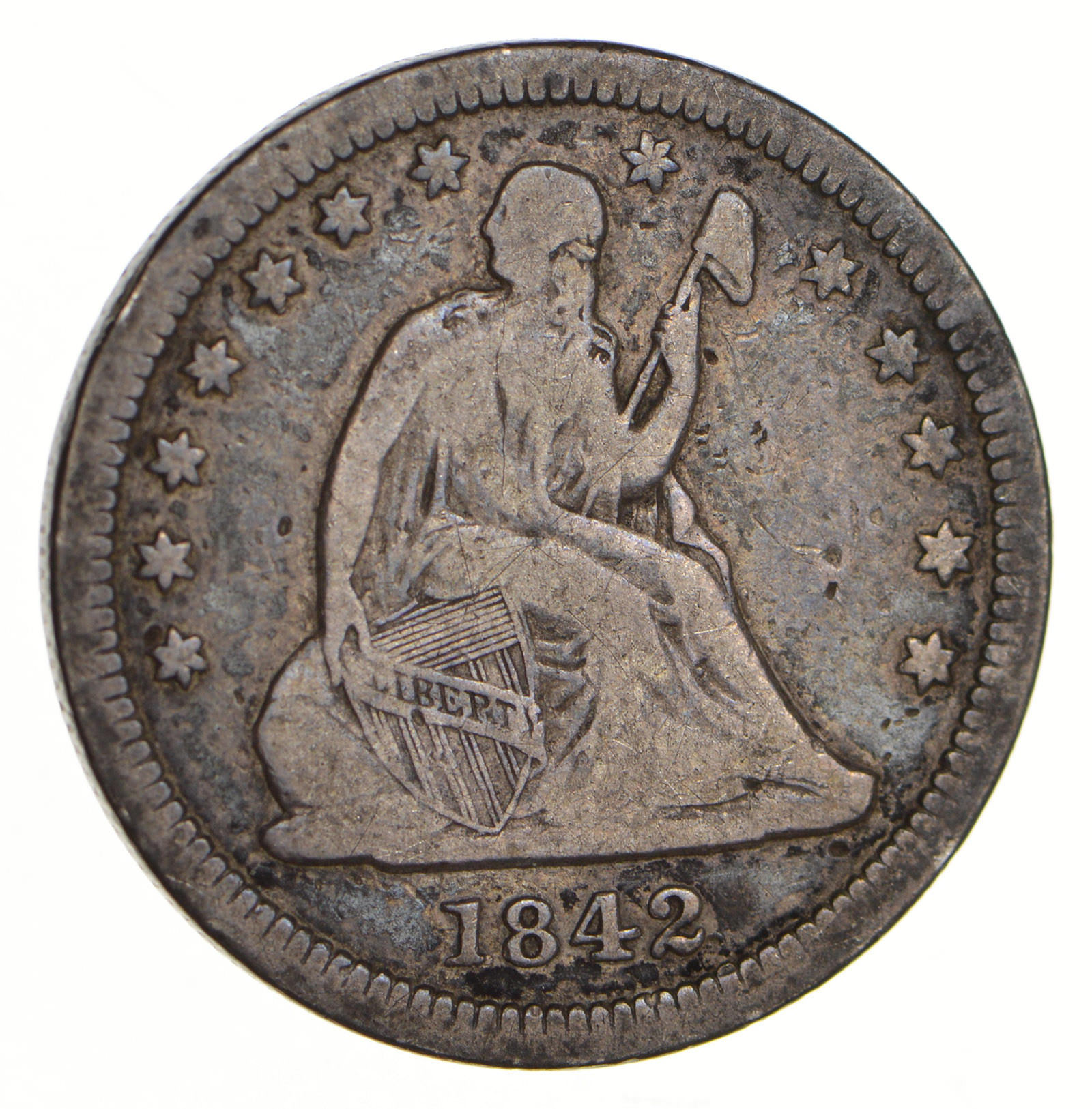 1842-O Seated Liberty Quarter - Circulated | Property Room