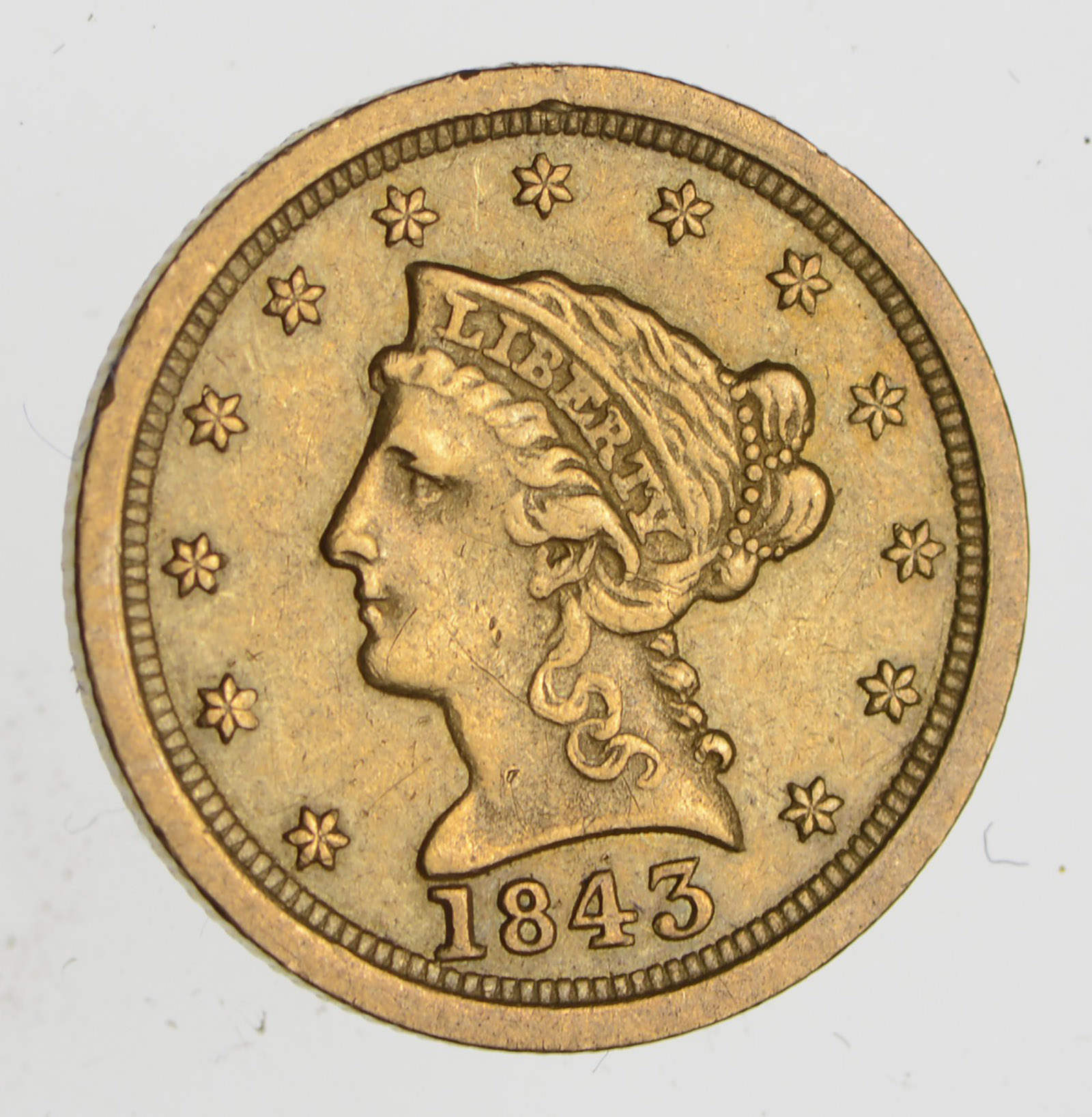 1843-O $2.50 Liberty Head Gold Quarter Eagle - Large Date - Near Uncirculated | Property Room