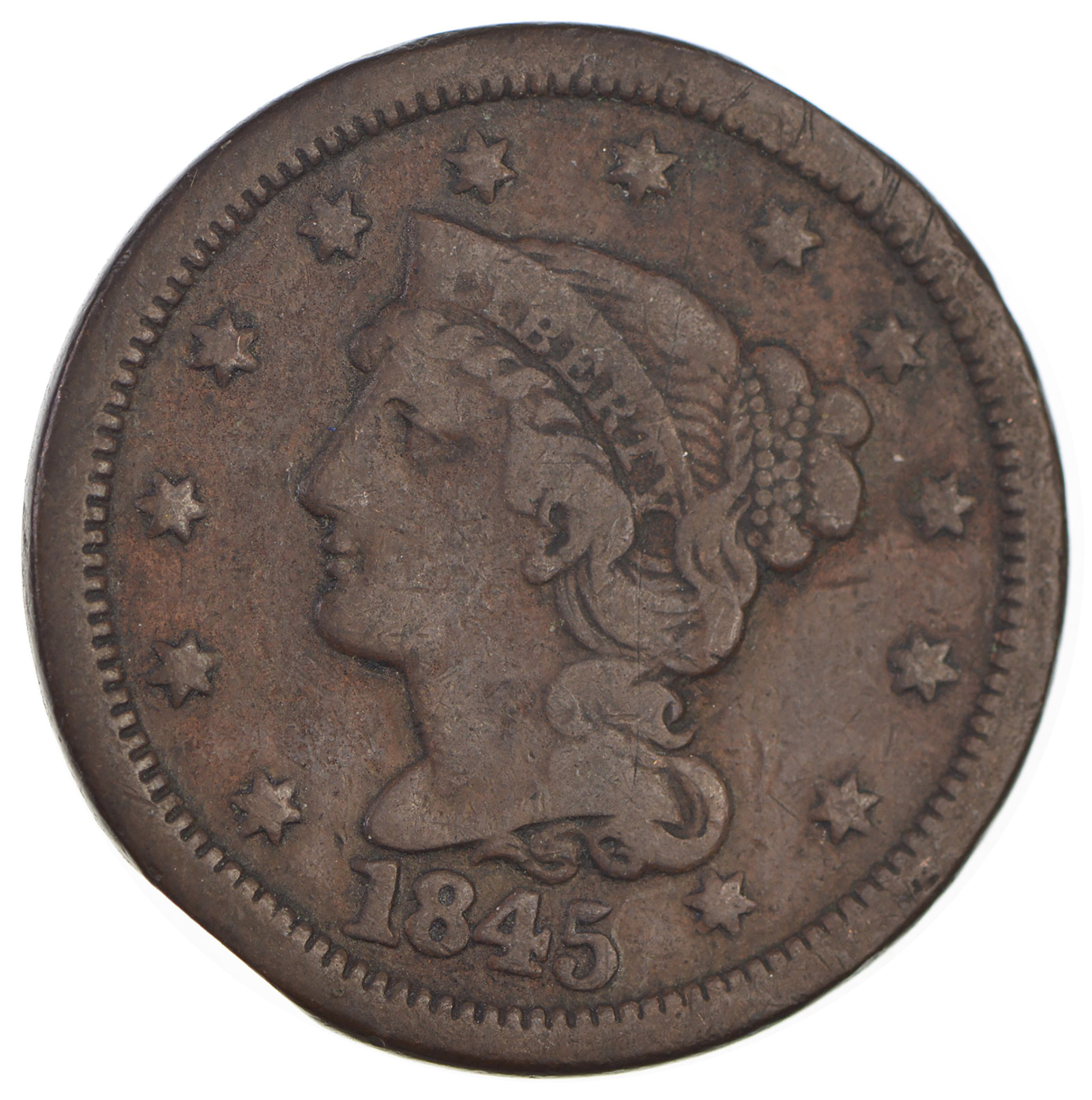 1845 Braided Hair Large Cent | Property Room