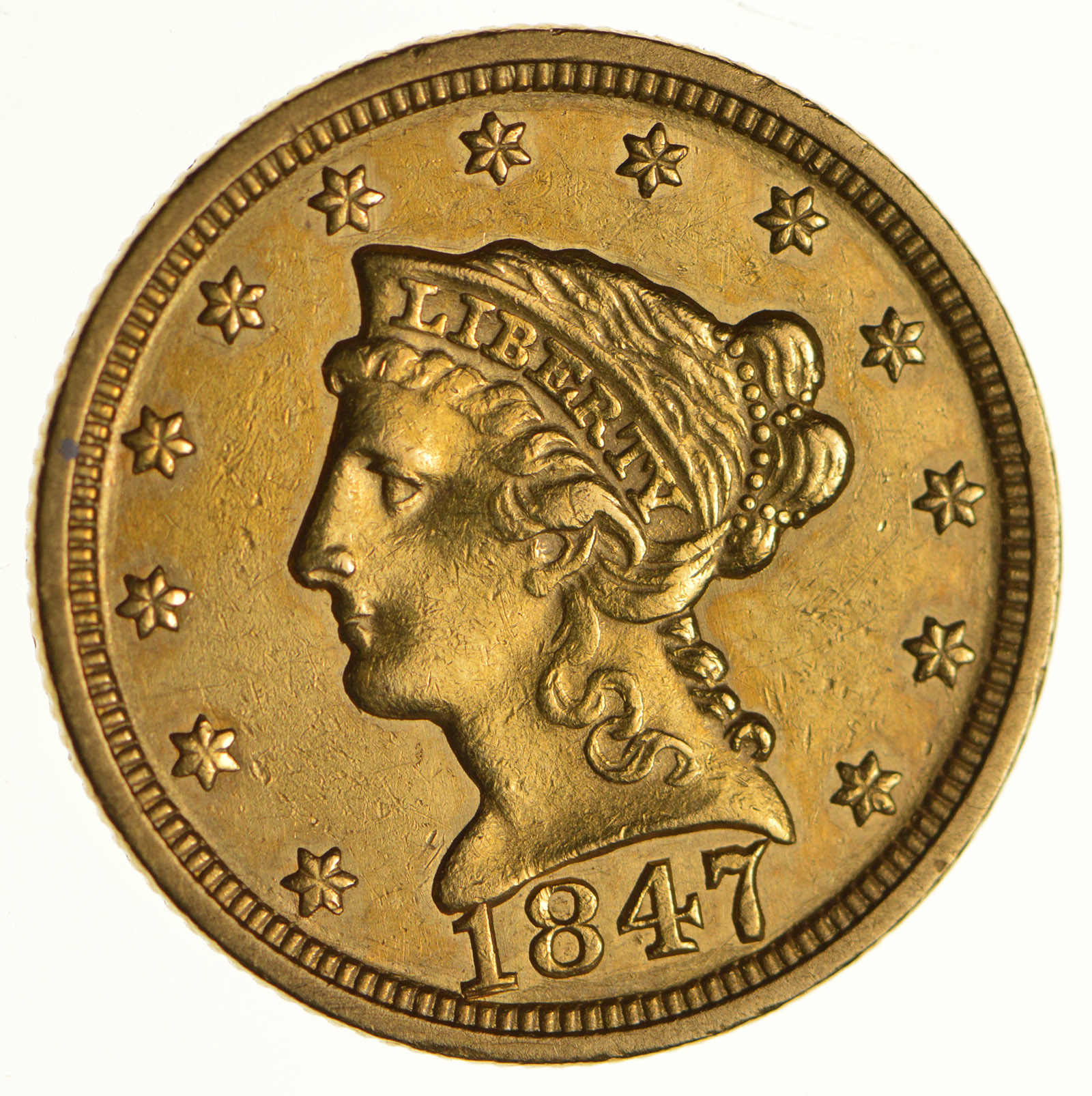 1847 $2.50 Liberty Head Gold Quarter Eagle - Near Uncirculated | Property Room