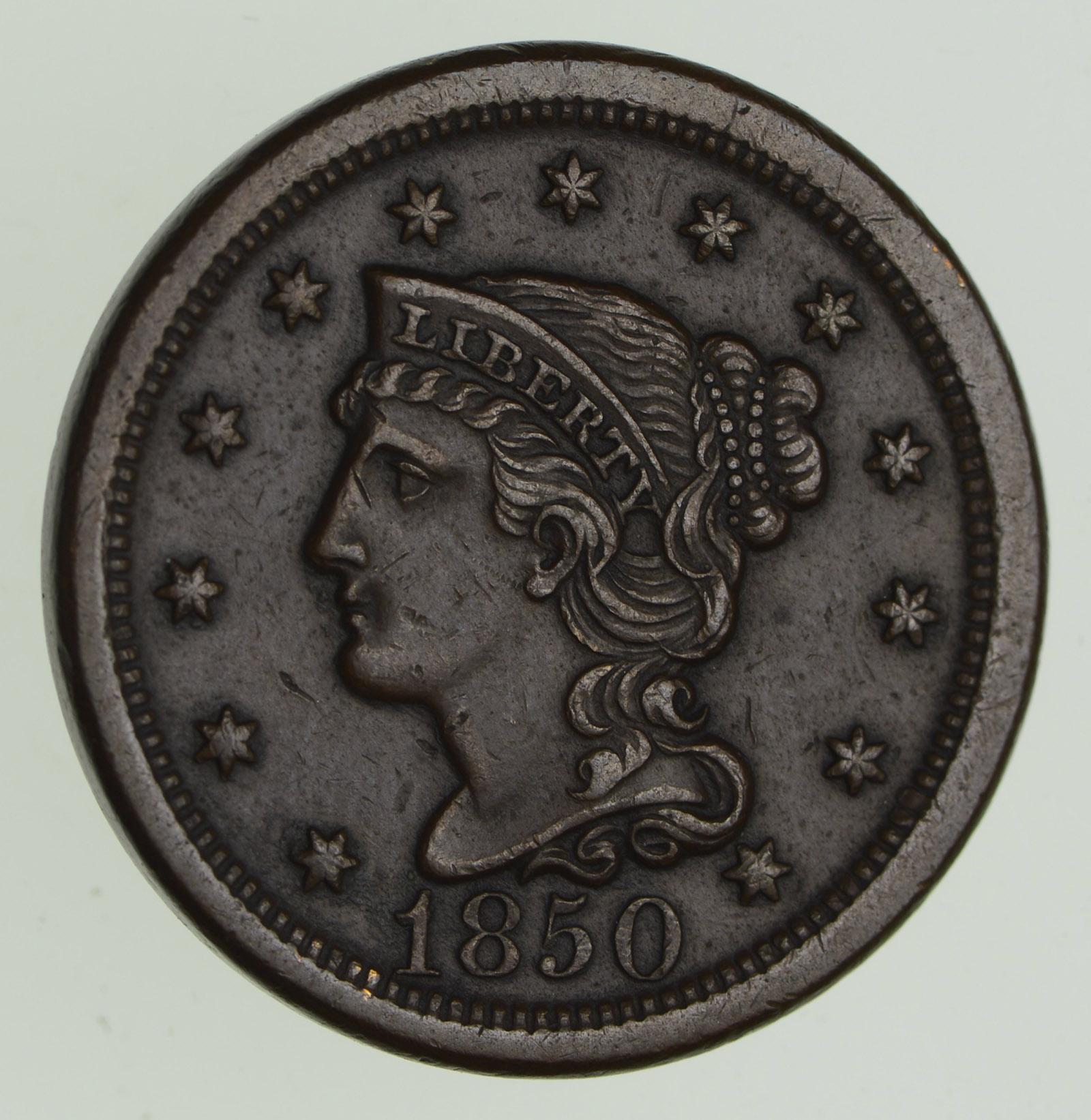 1850 Braided Hair Large Cent - Sharp | Property Room