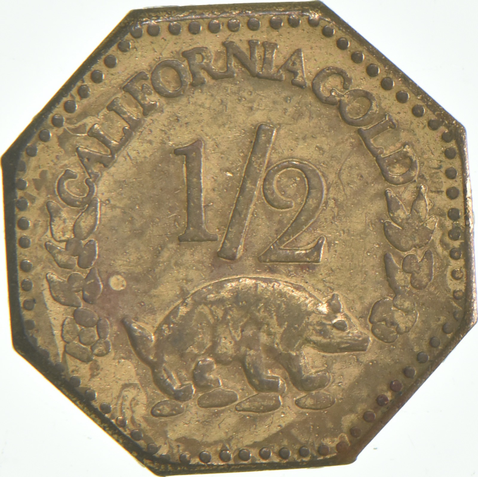 1852 Indian Head Octagonal California Gold Rush Souvenir Token ...