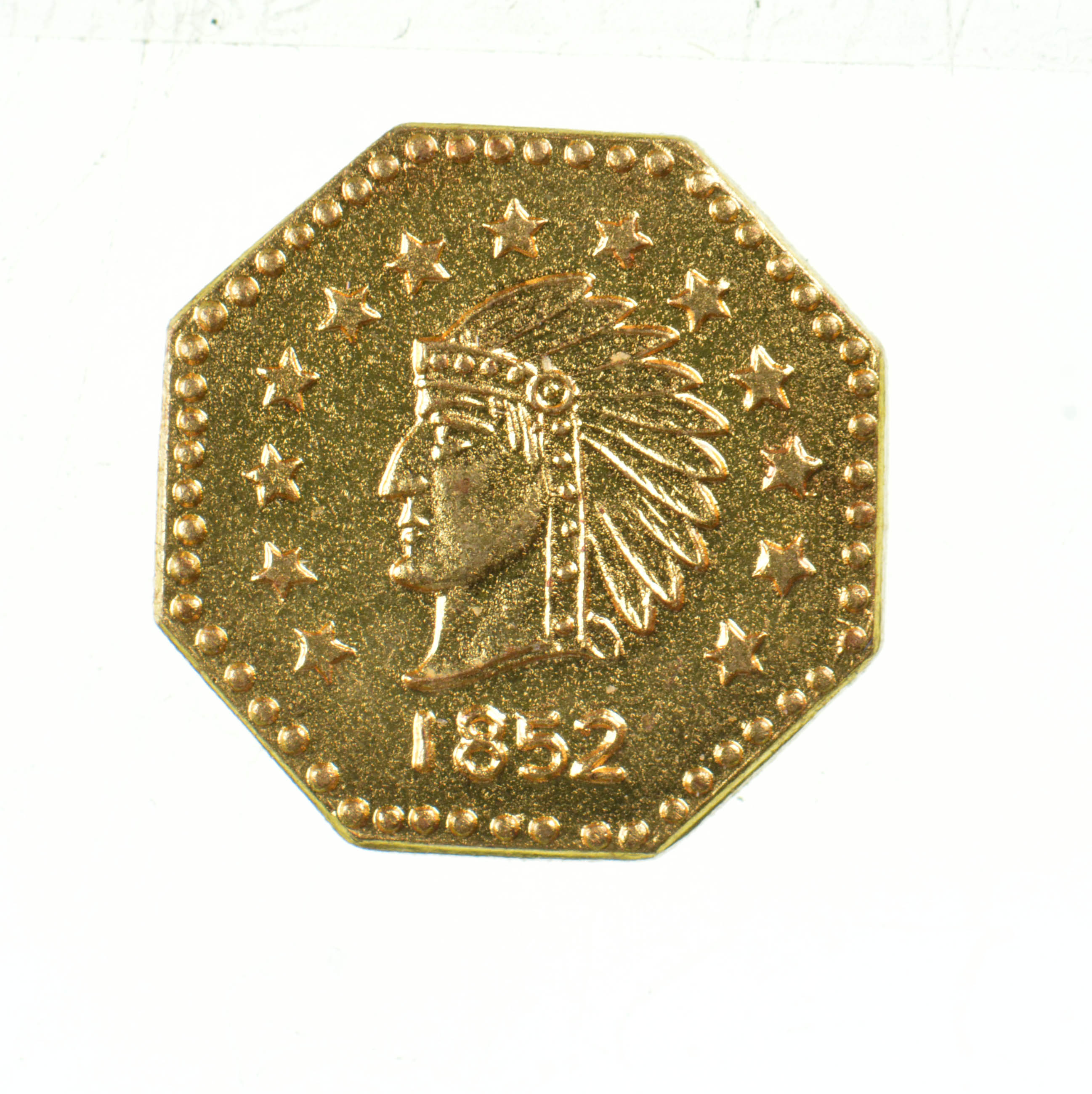 1852 Indian Head Octagonal California Gold Rush Souvenir Token ...