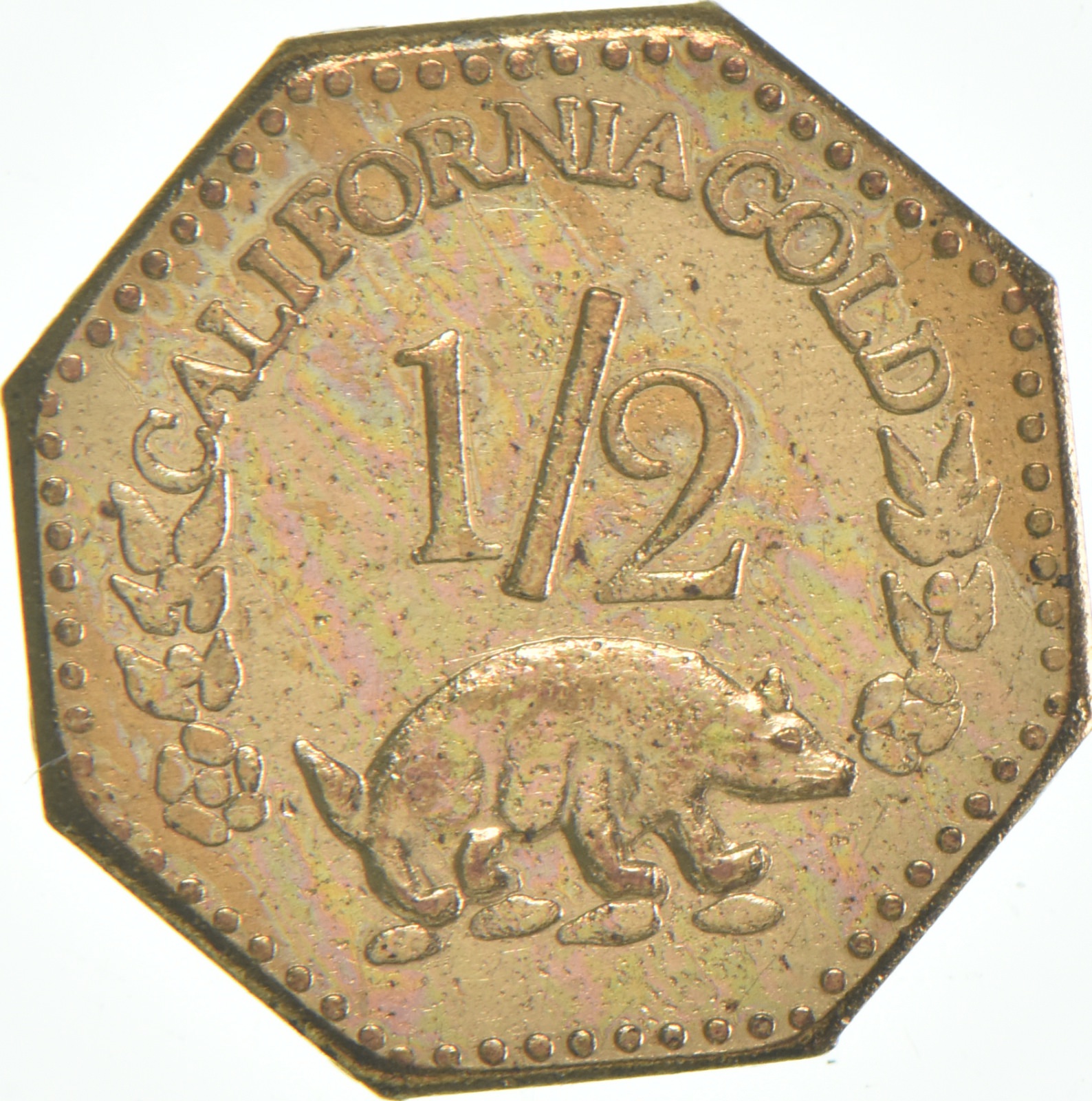 1852 Indian Head Octagonal California Gold Rush Souvenir Token ...