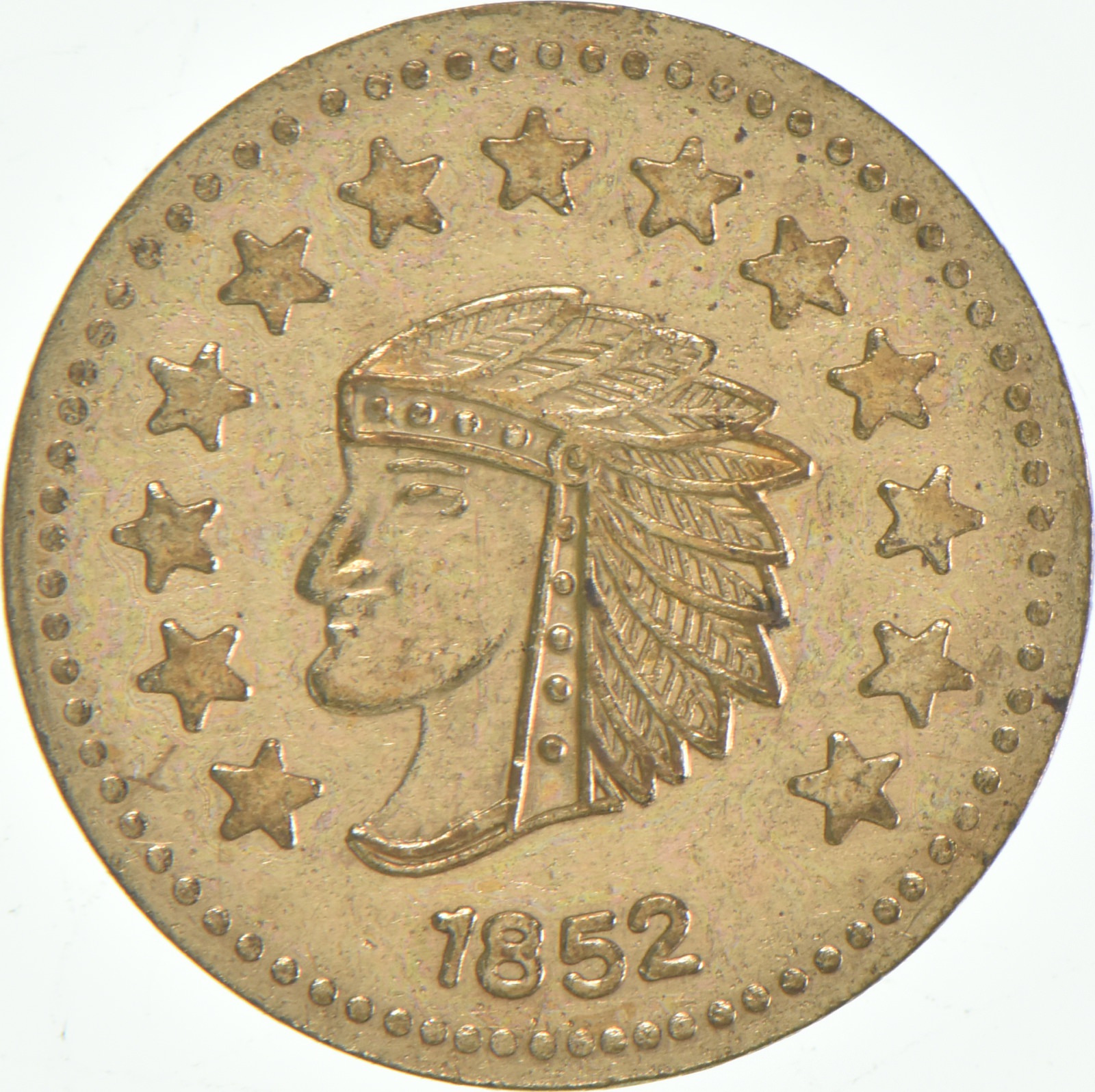 1852 Indian Head Round California Gold Rush Souvenir Token | Property Room