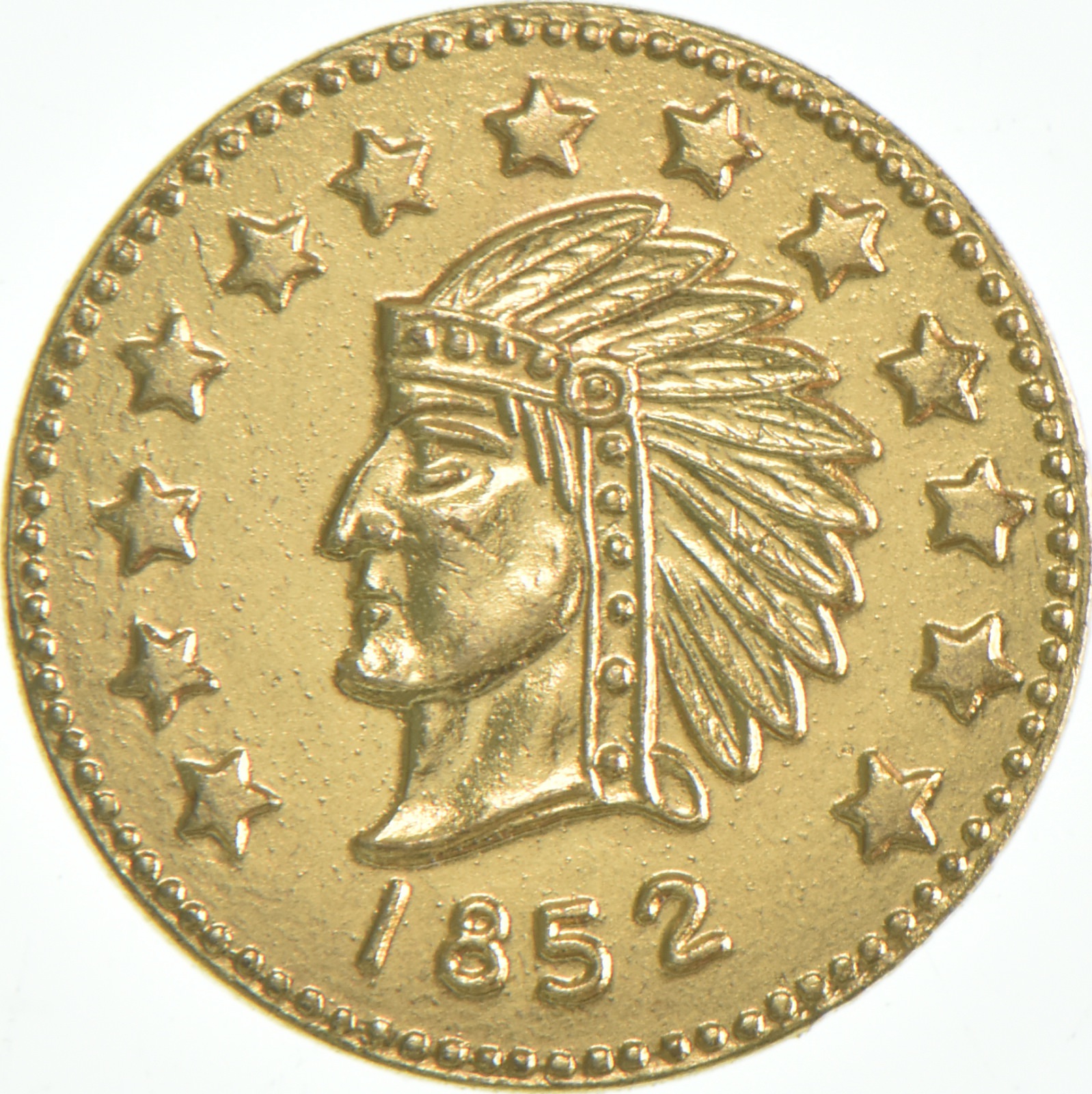 1852 Indian Head Round California Gold Rush Souvenir Token | Property Room