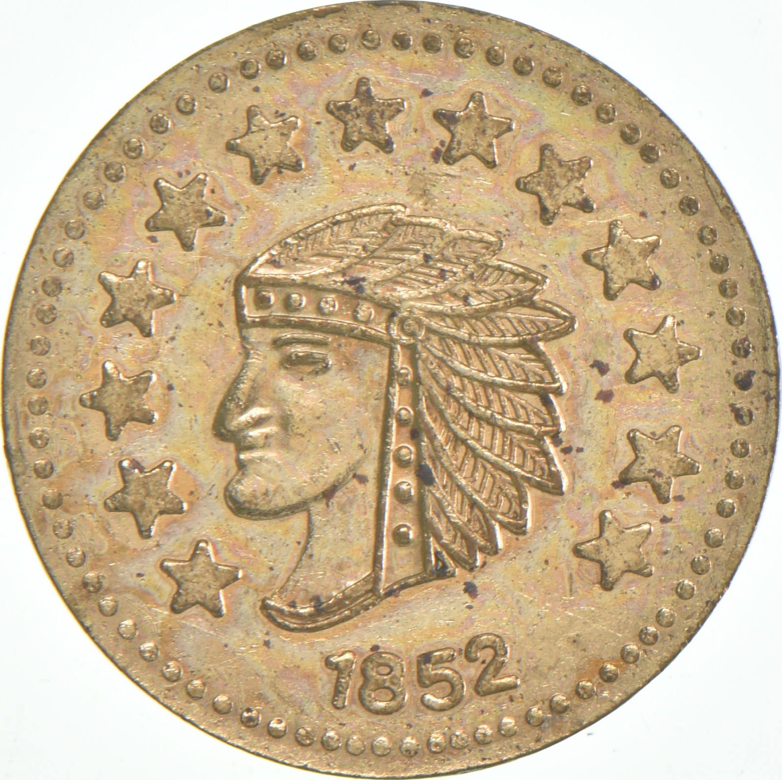 1852 Indian Head Round California Gold Rush Souvenir Token | Property Room