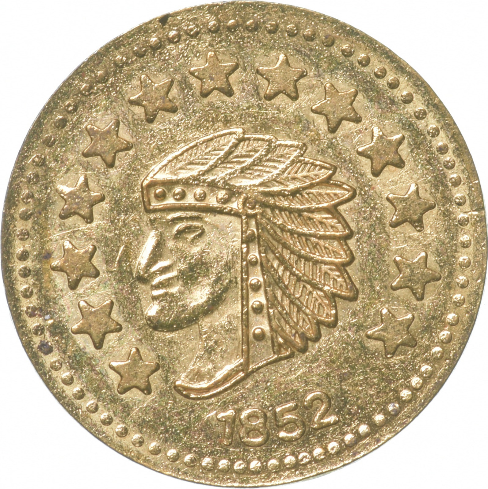 1852 Indian Head Round California Gold Rush Souvenir Token | Property Room