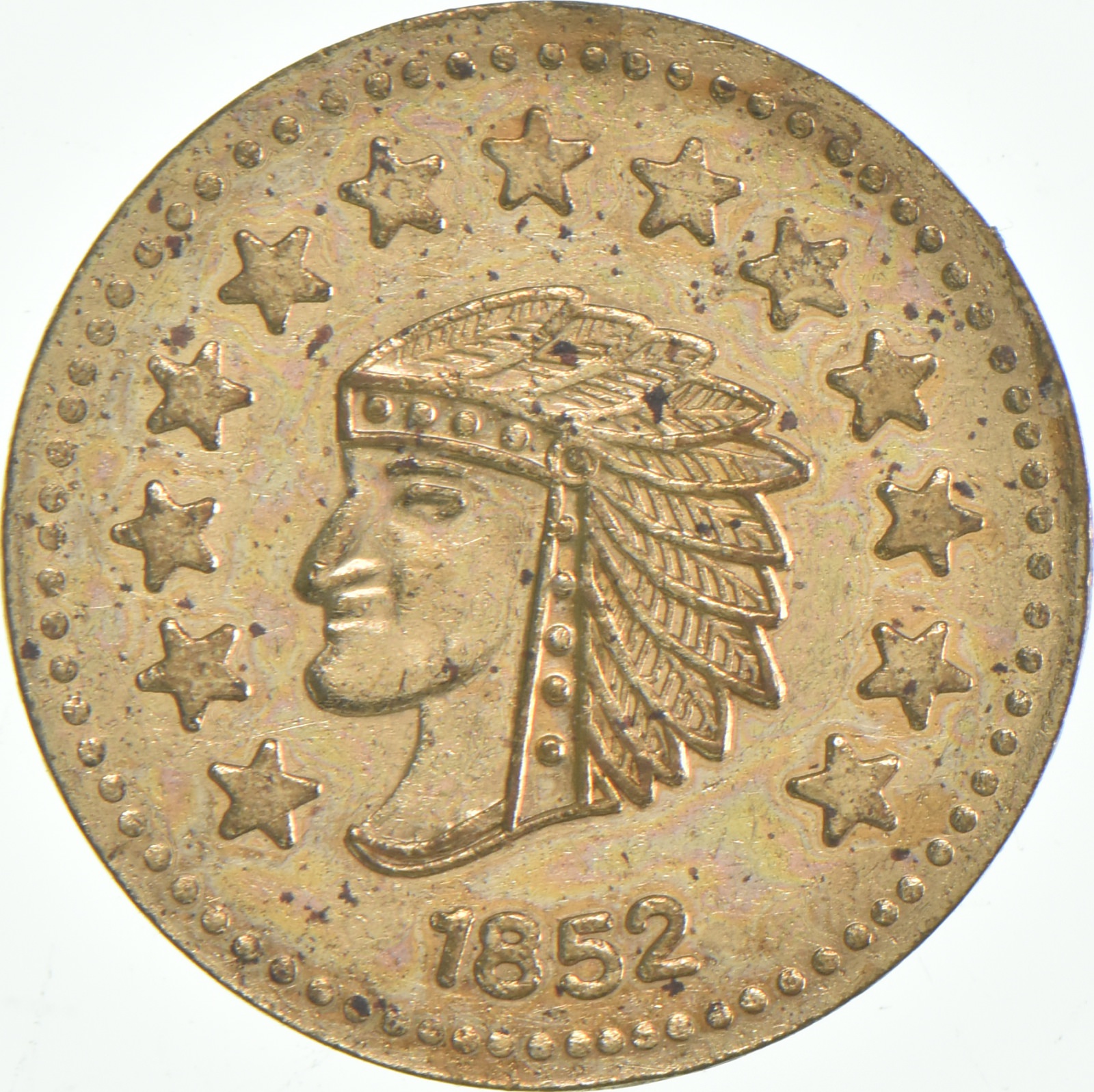 1852 Indian Head Round California Gold Rush Souvenir Token | Property Room