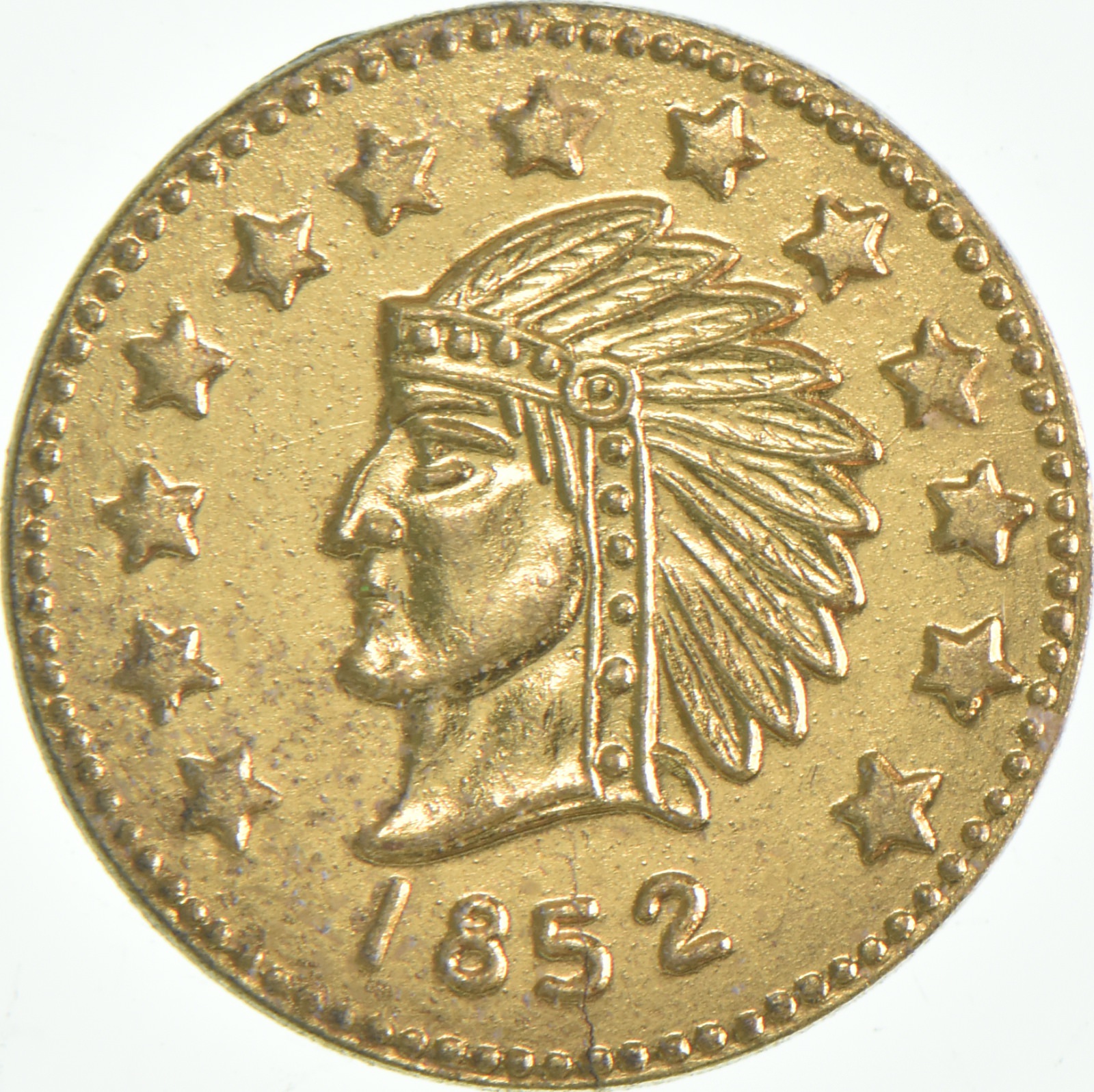 1852 Indian Head Round California Gold Rush Souvenir Token | Property Room